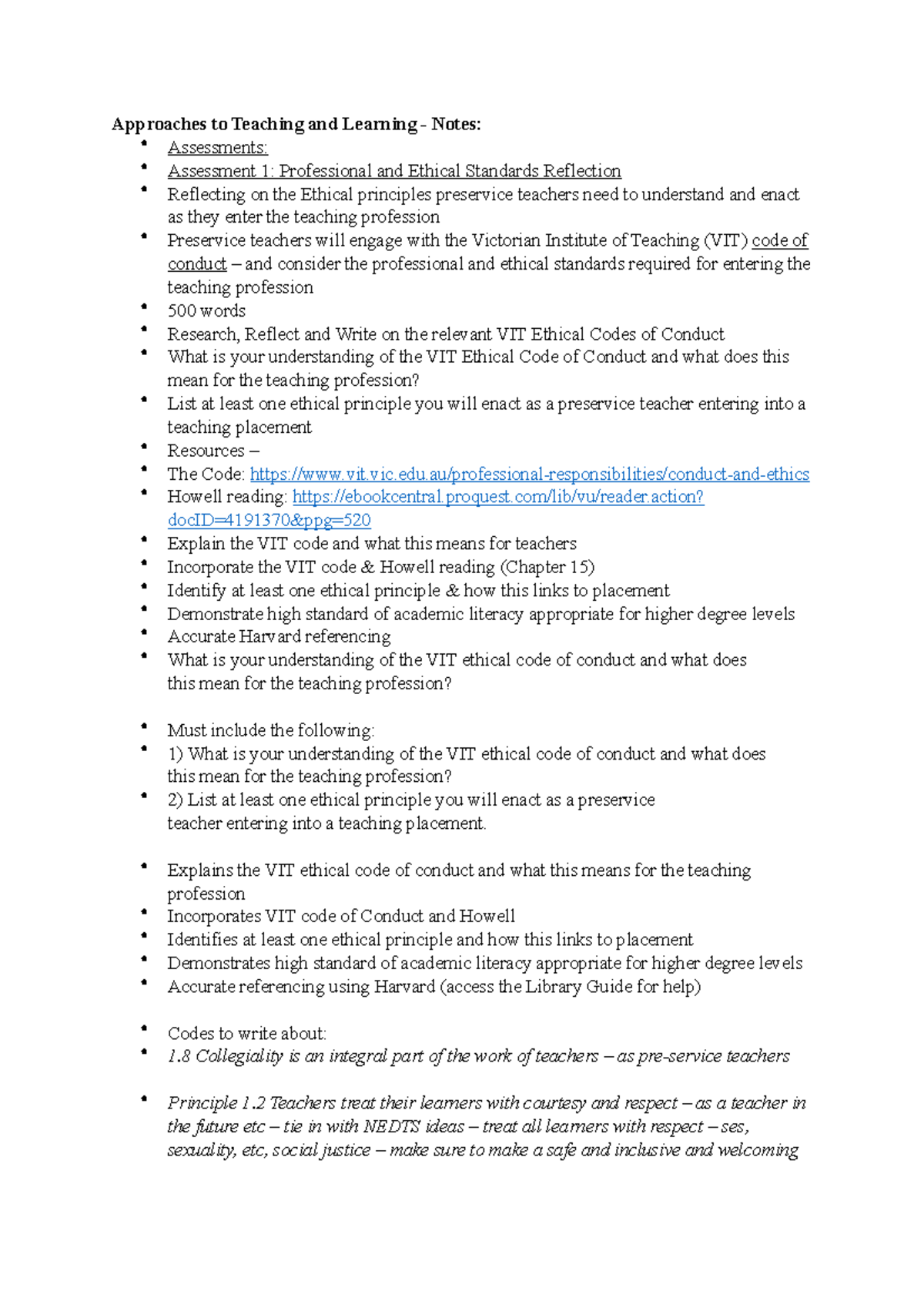 Approaches to Teaching and Learning Unit: Notes - - Studocu