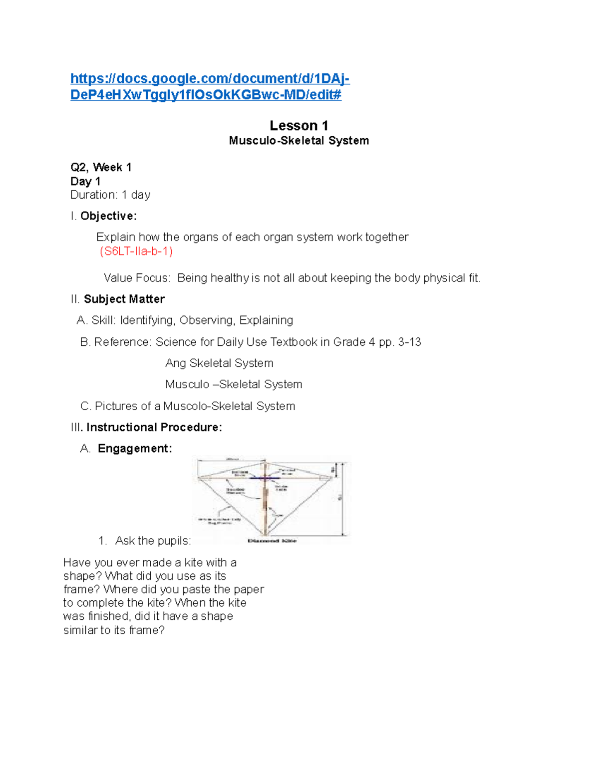 Lesson PLAN- Skeletal System - docs.google/document/d/1DAj ...