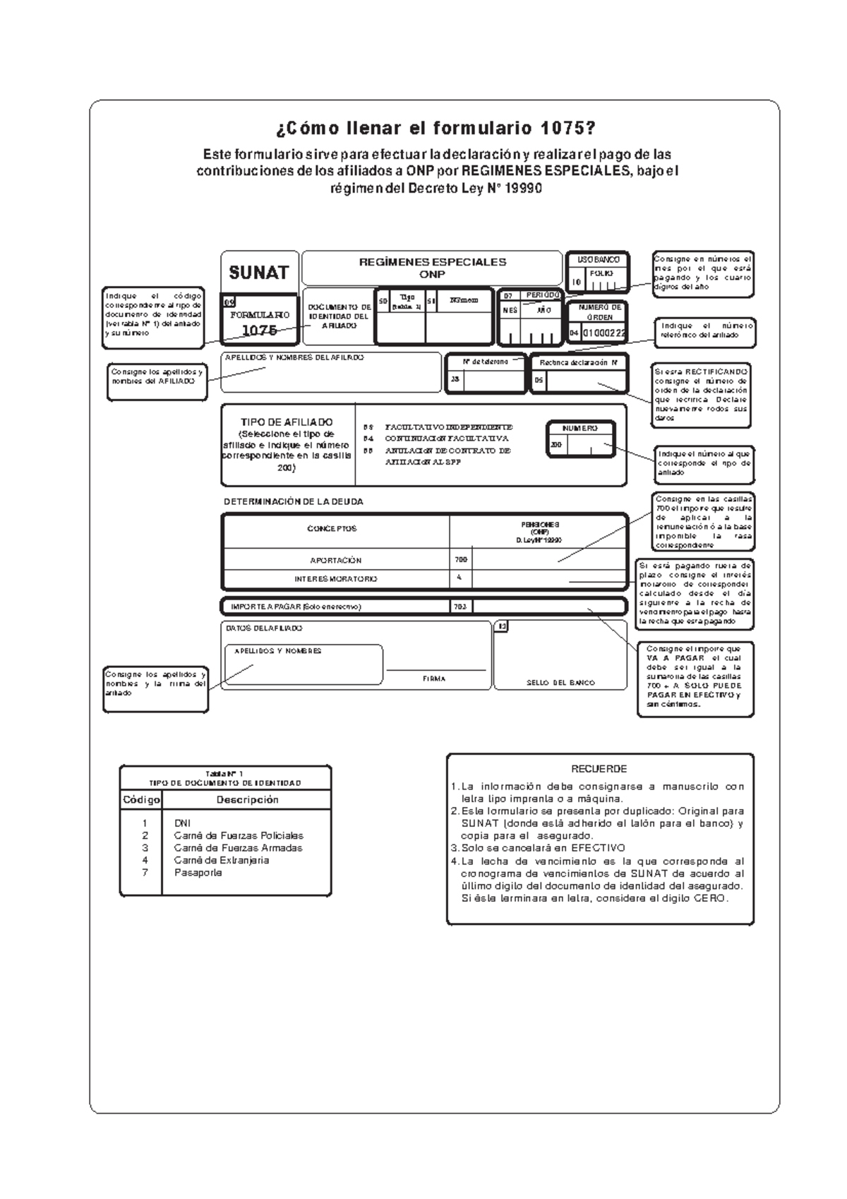 Form - NINGUNA - øCÛmo llenar el formulario 1075? 07 PERÍODO M E S A Ñ O 01000222 FOLIO USO ...