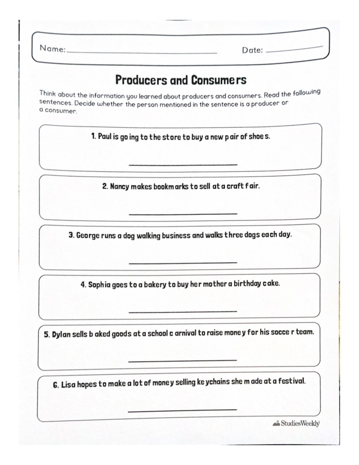 Producers and Consumers - Read the following sentences. Decide whether ...
