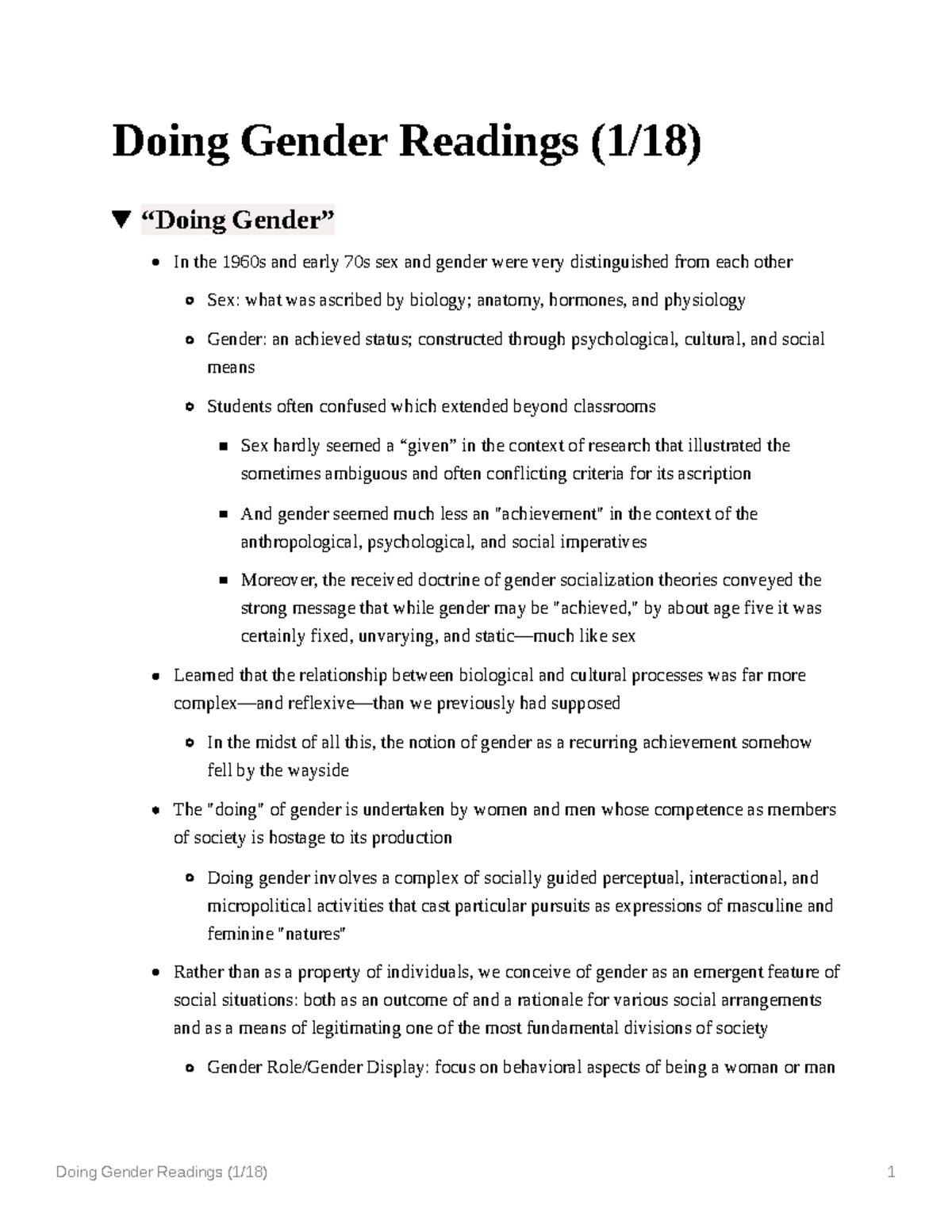 Doing Gender Readings (118) - Doing Gender Readings (1/18) 1 Doing ...