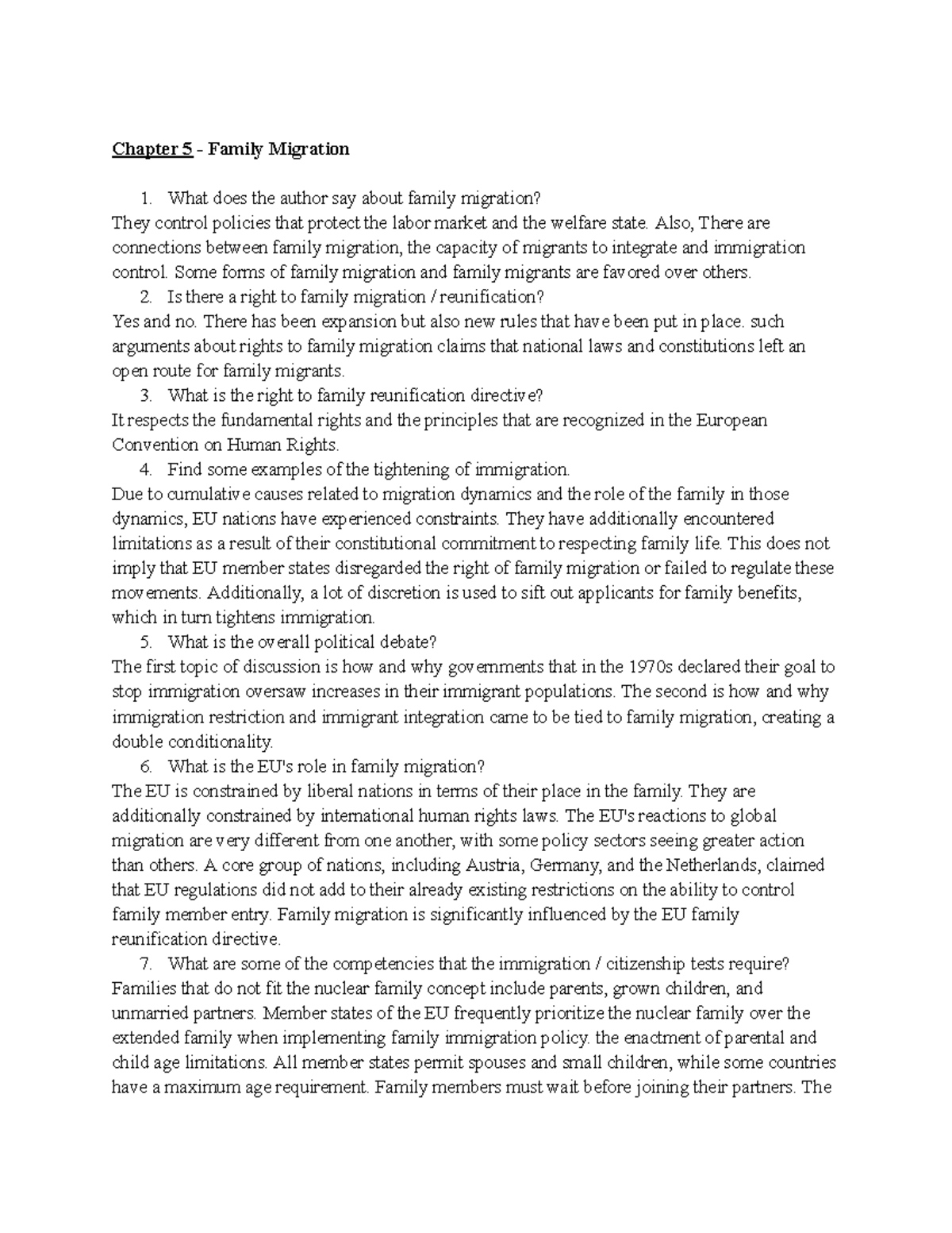 Assignment #2-ISS 230 - Chapter 5 - Family Migration 1. What does the ...