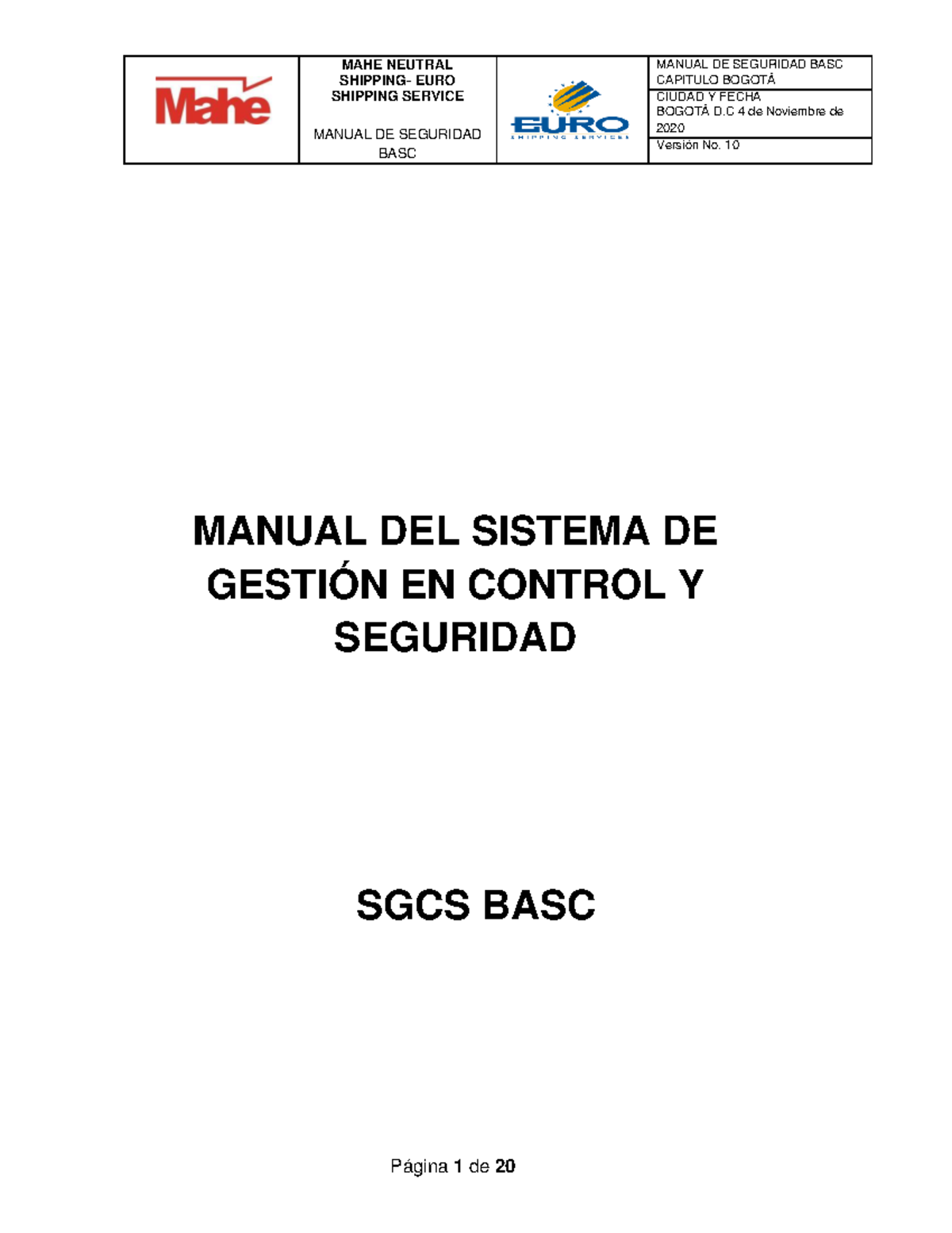 Manual de Control y Seguridad BAS - V10 - SHIPPING- EURO SHIPPING ...