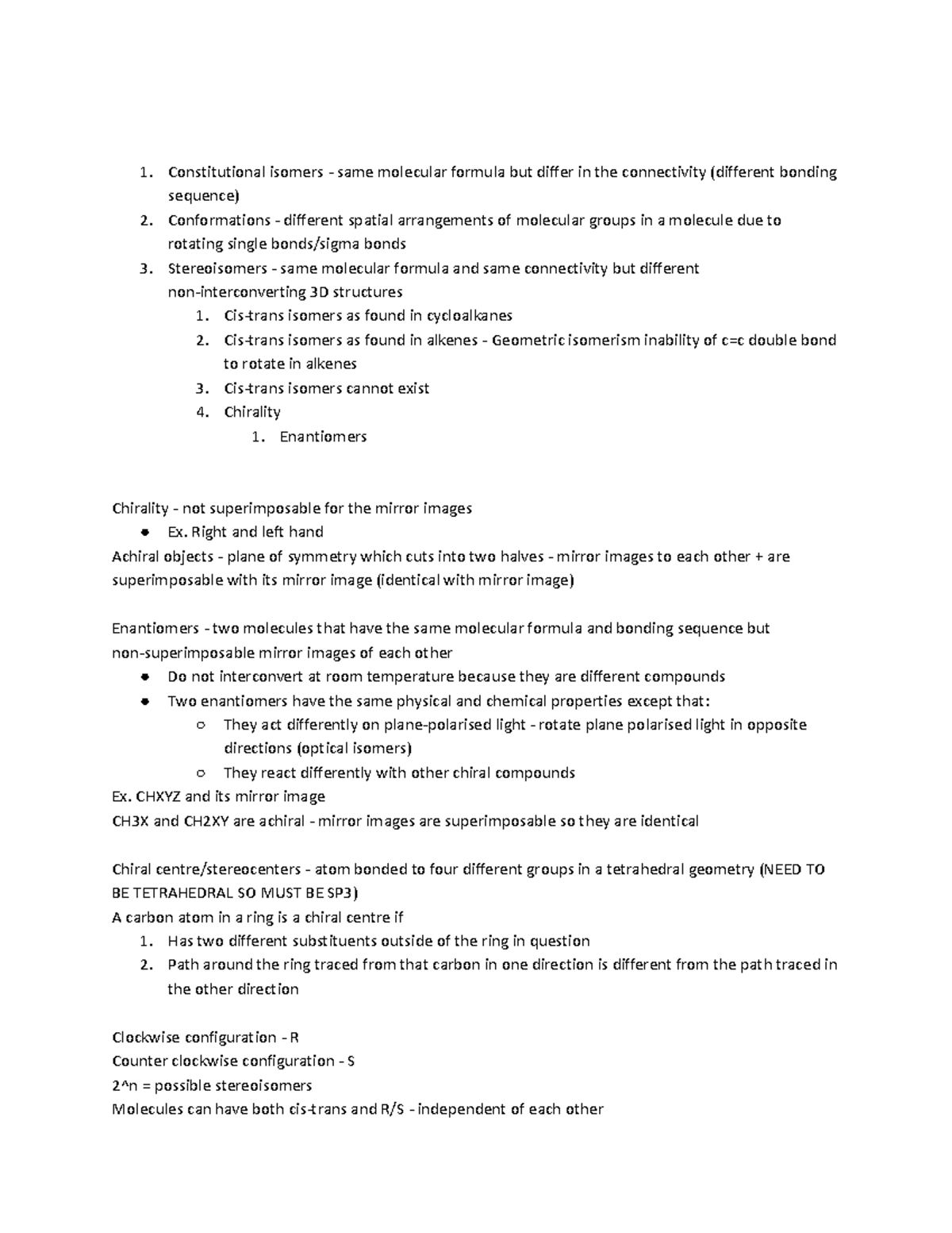 Chemistry Chapter 5 4 Chirality Constitutional Isomers Same