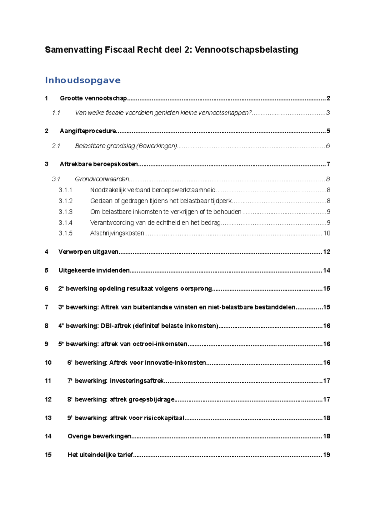 Samenvatting Fiscaal Recht deel 2 - ION3 - Samenvatting Fiscaal Recht ...