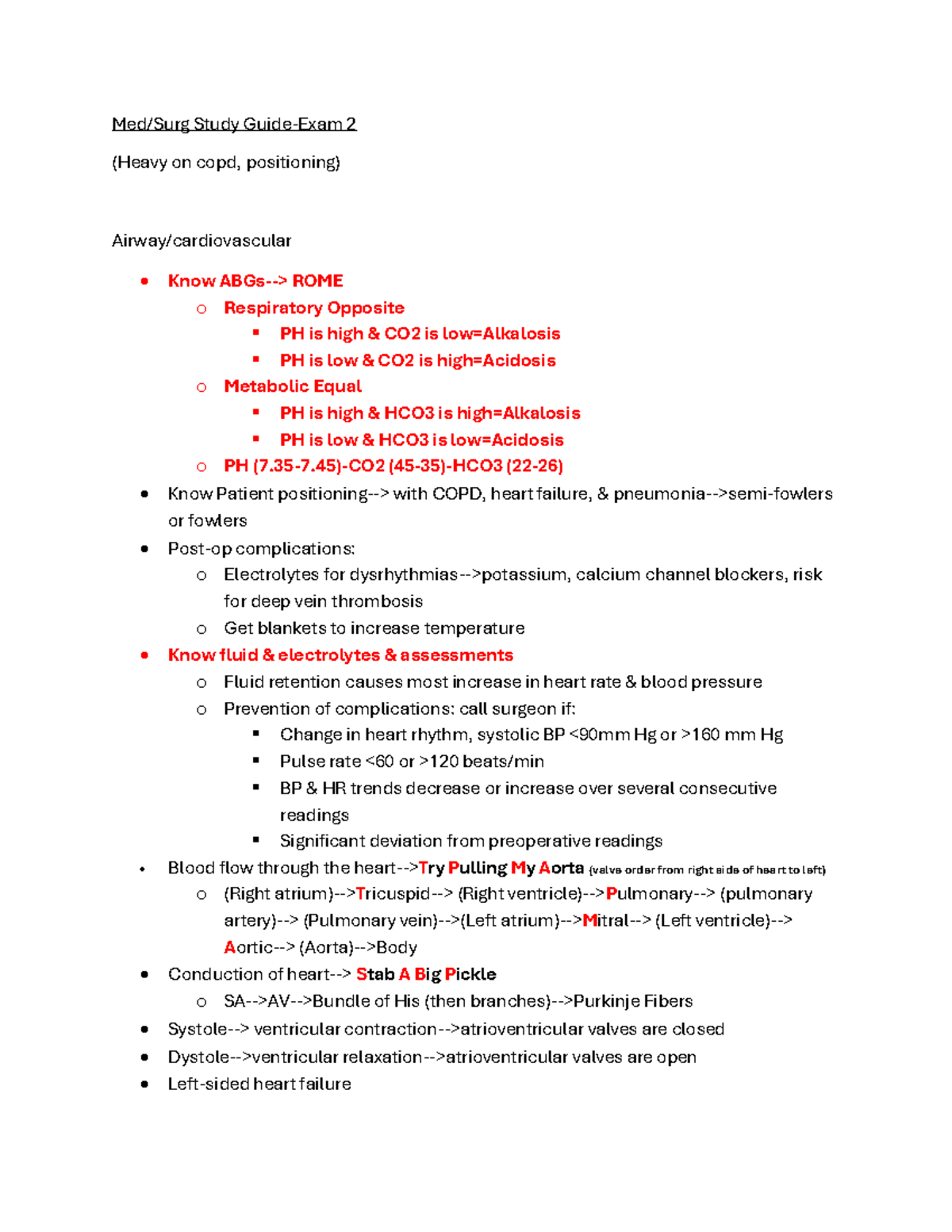 Med.Surg Study Guide Exam 2 - Med/Surg Study Guide-Exam 2 (Heavy on ...
