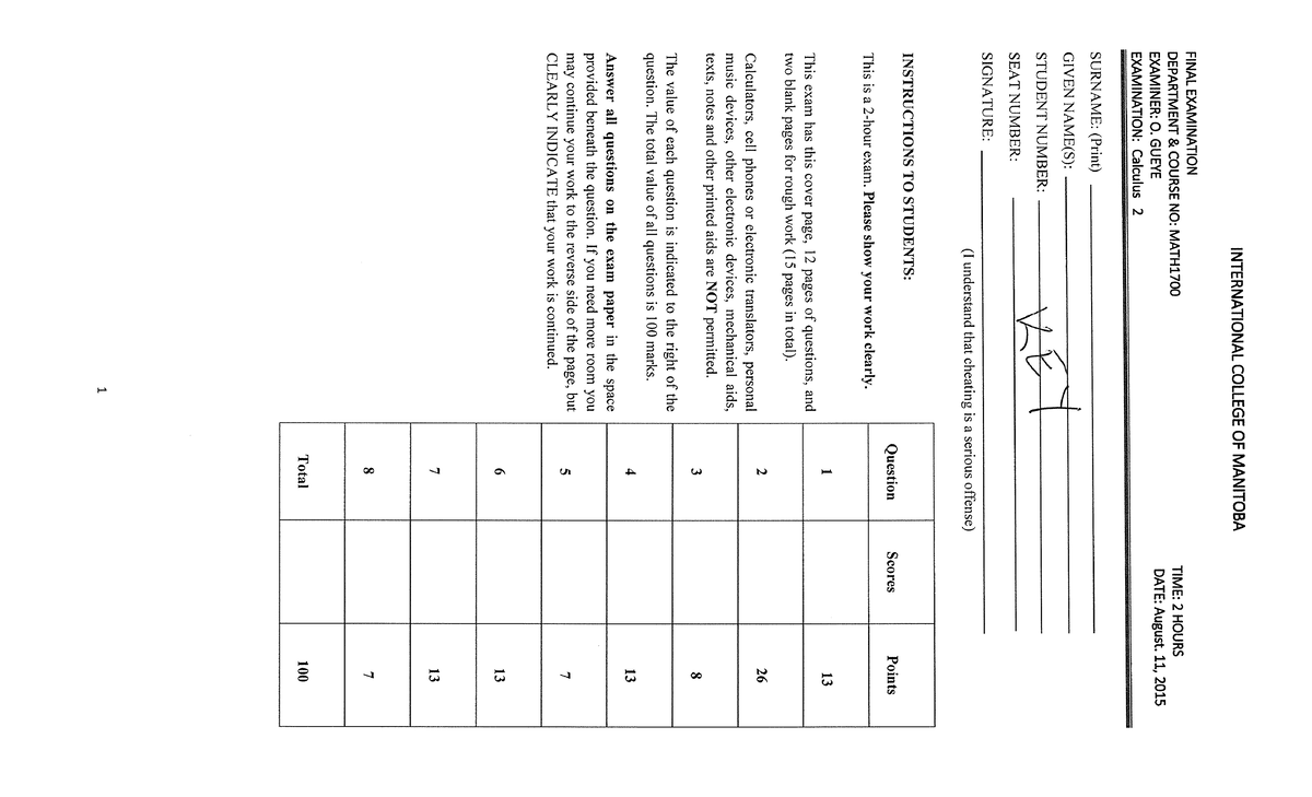 Summer-2015-Key - final - MATH 1700 - U of M - Studocu