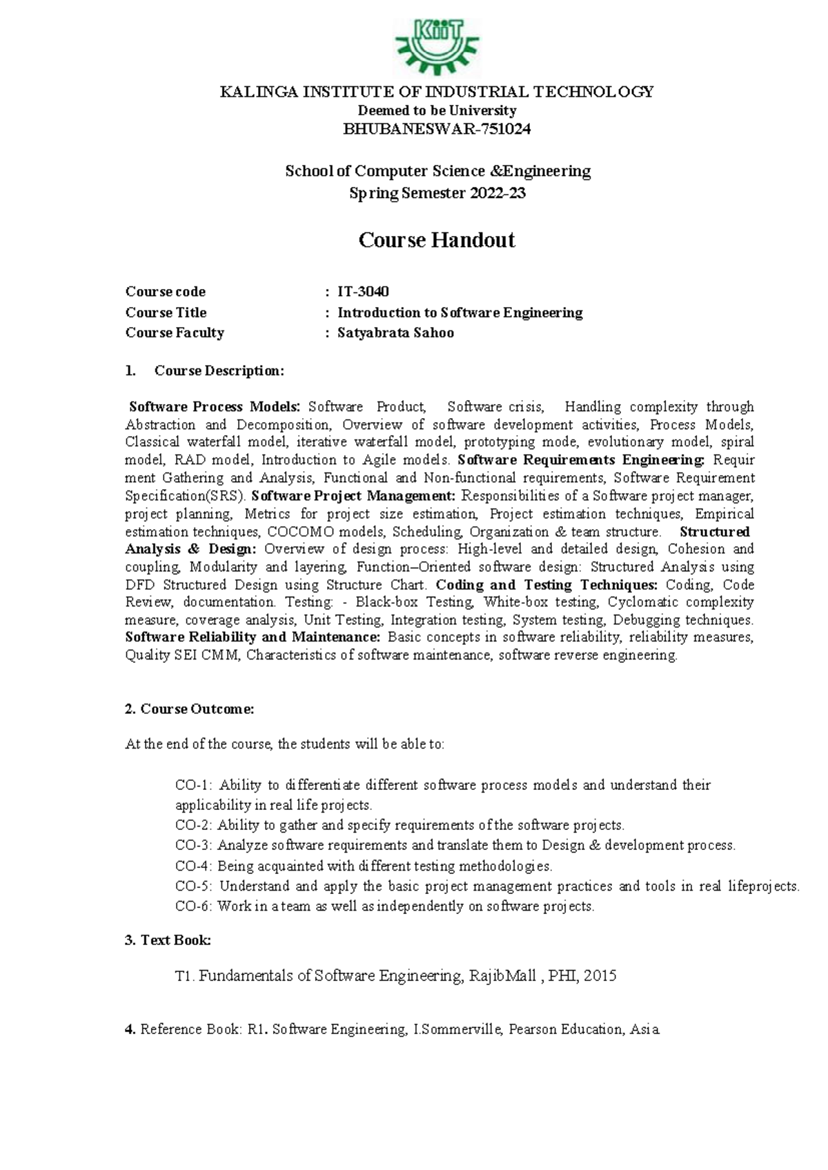 Course Handout 2022-23 - KALINGA INSTITUTE OF INDUSTRIAL TECHNOLOGY ...