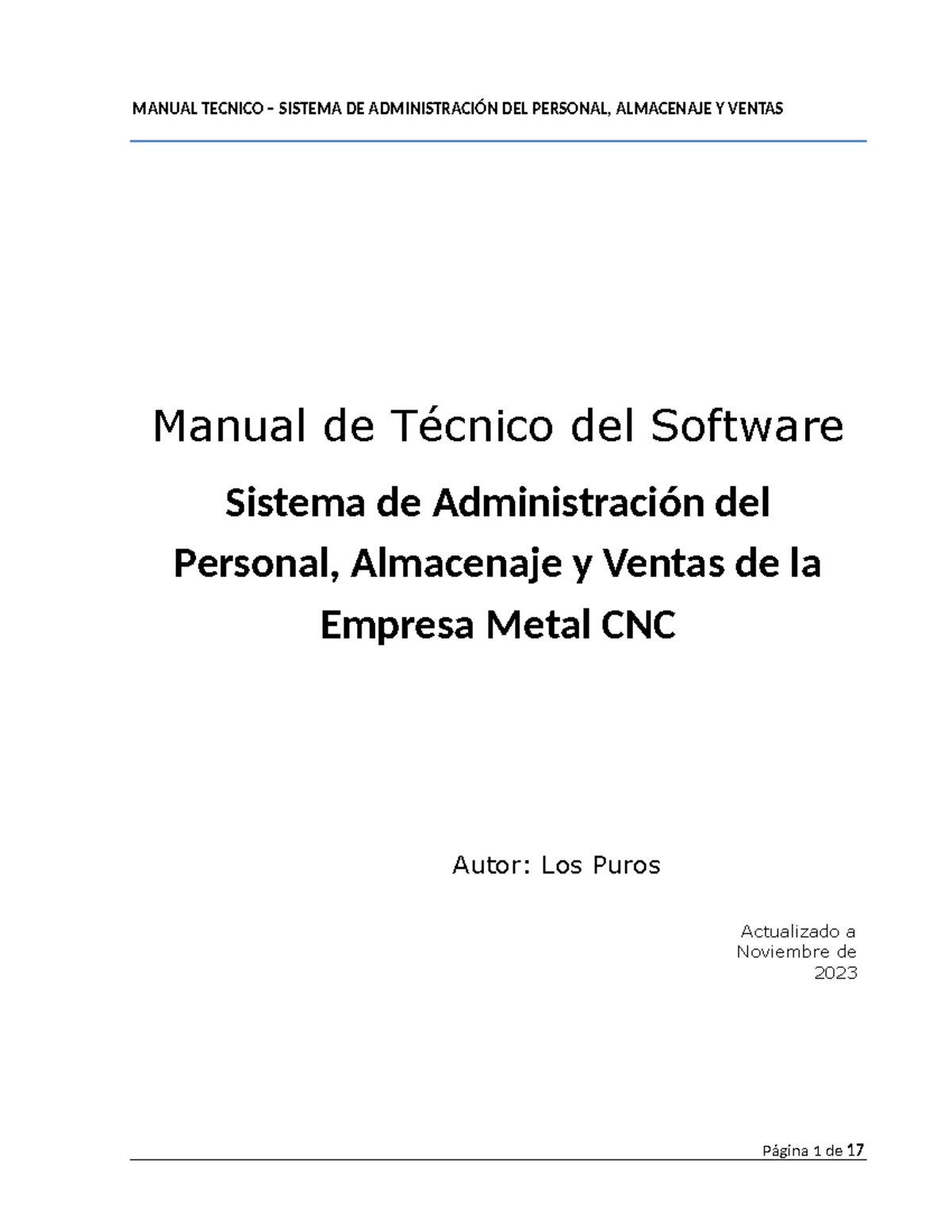 Manual Tecnico - Manual de Técnico del Software Sistema de ...