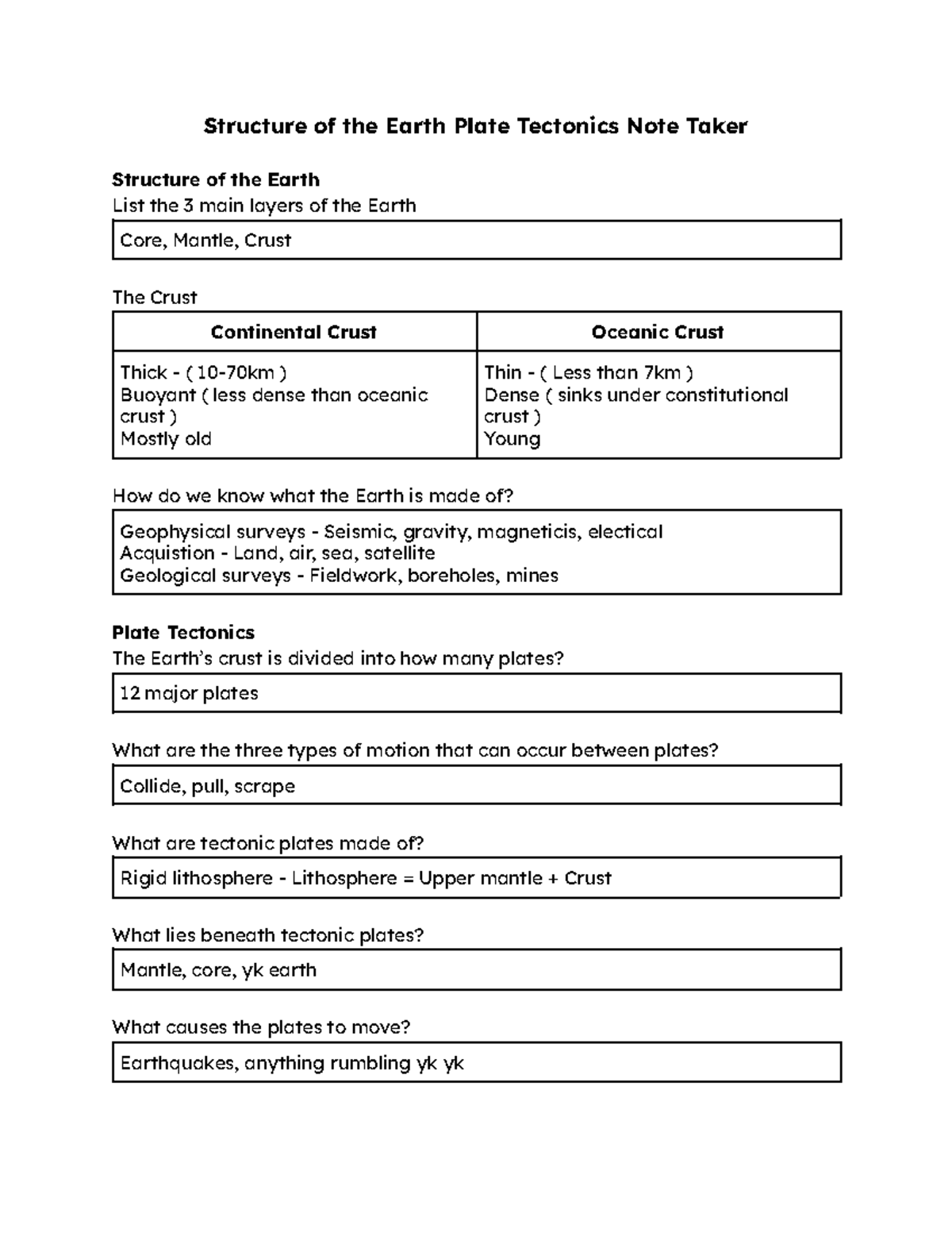 Plate Tectonics Notes - Studocu