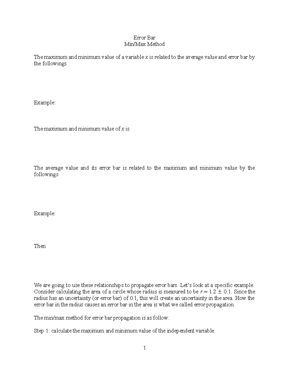 Error bar min-max method question - Error Bar Min/Max Method The ...