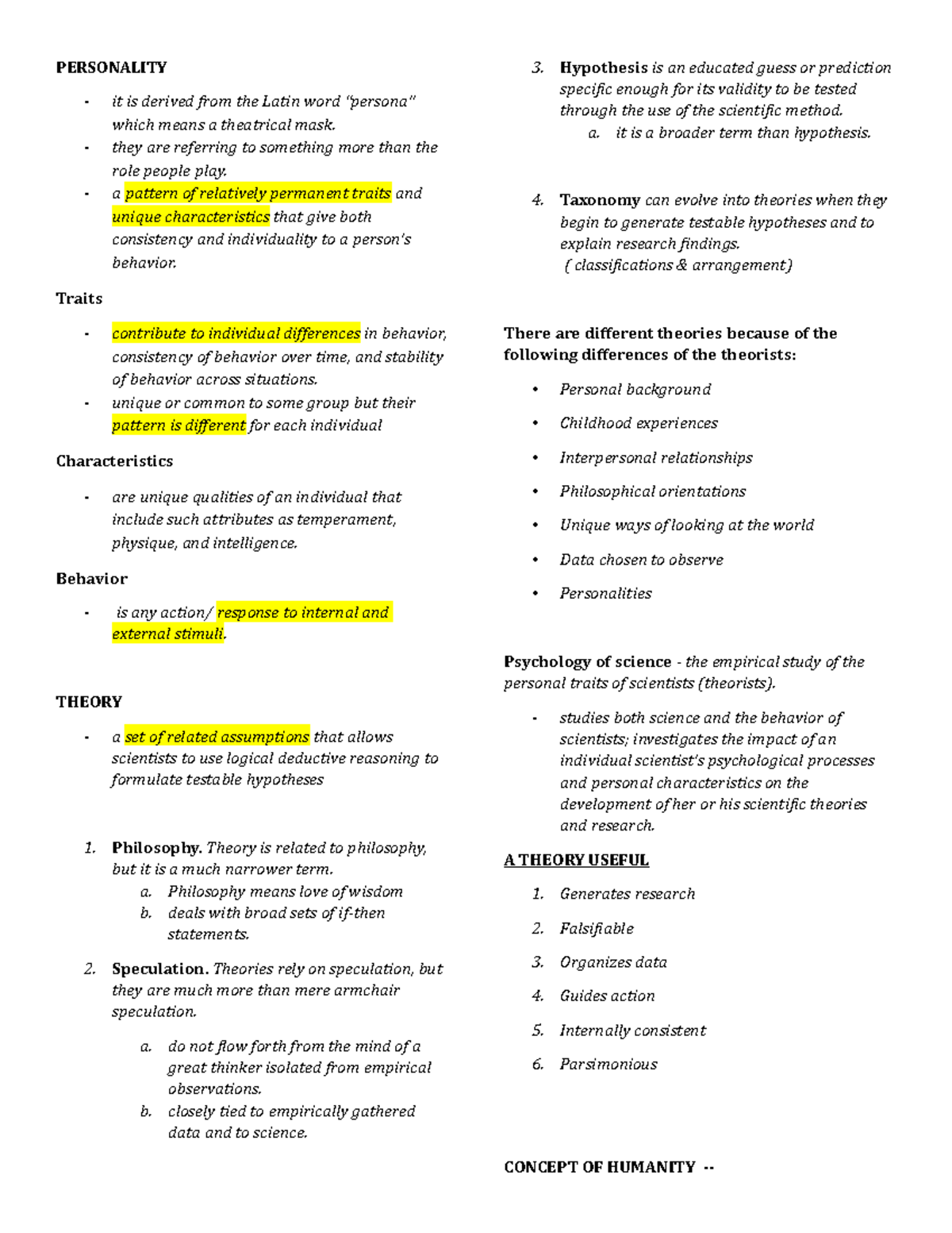 TOP R - Some basic information about theories of Personality ...