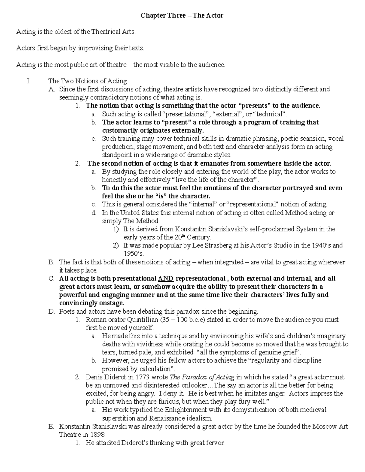 Copy of Chapterthree B - Chapter Three – The Actor Acting is the oldest ...