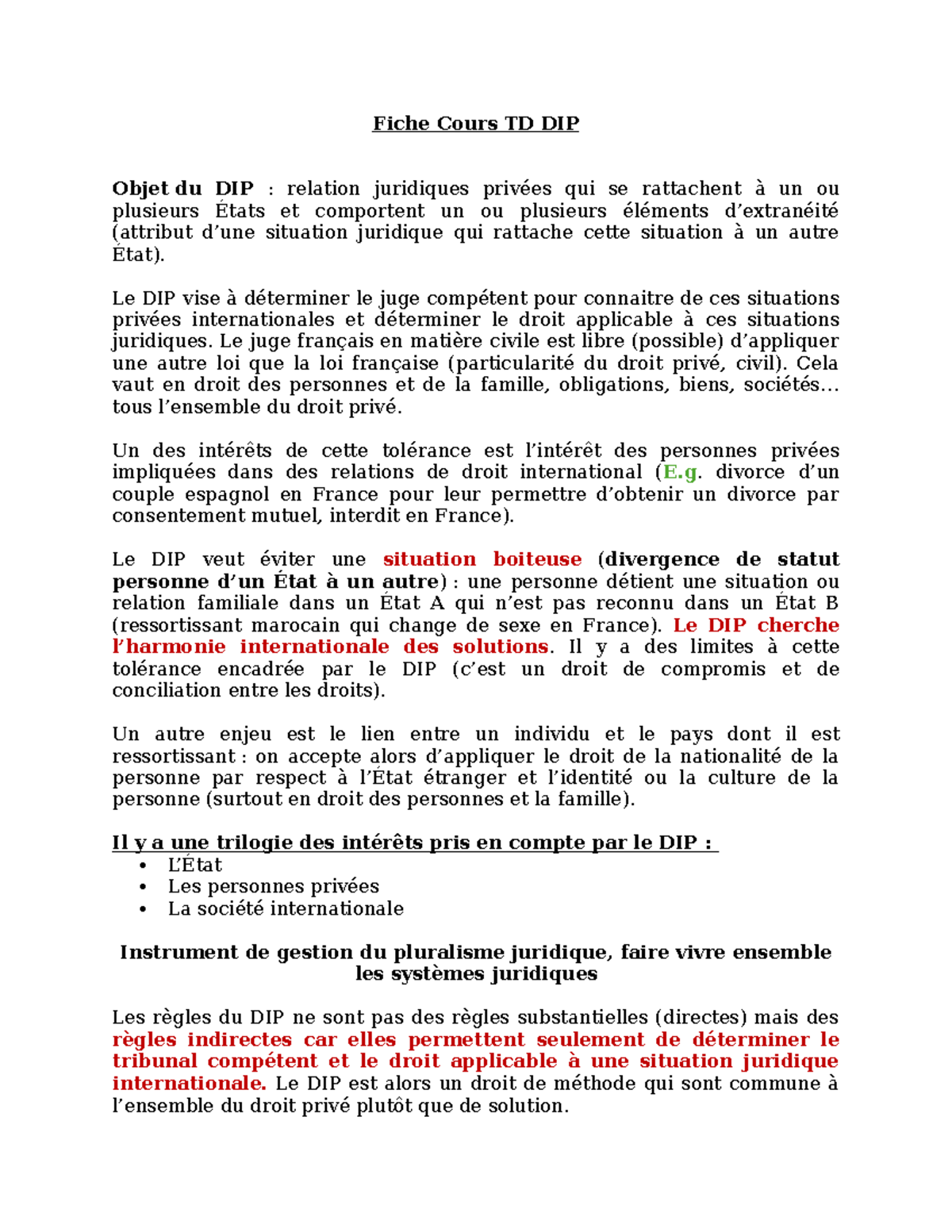 Fiche Cours TD DIP - Fiche Cours TD DIP Objet du DIP : relation ...