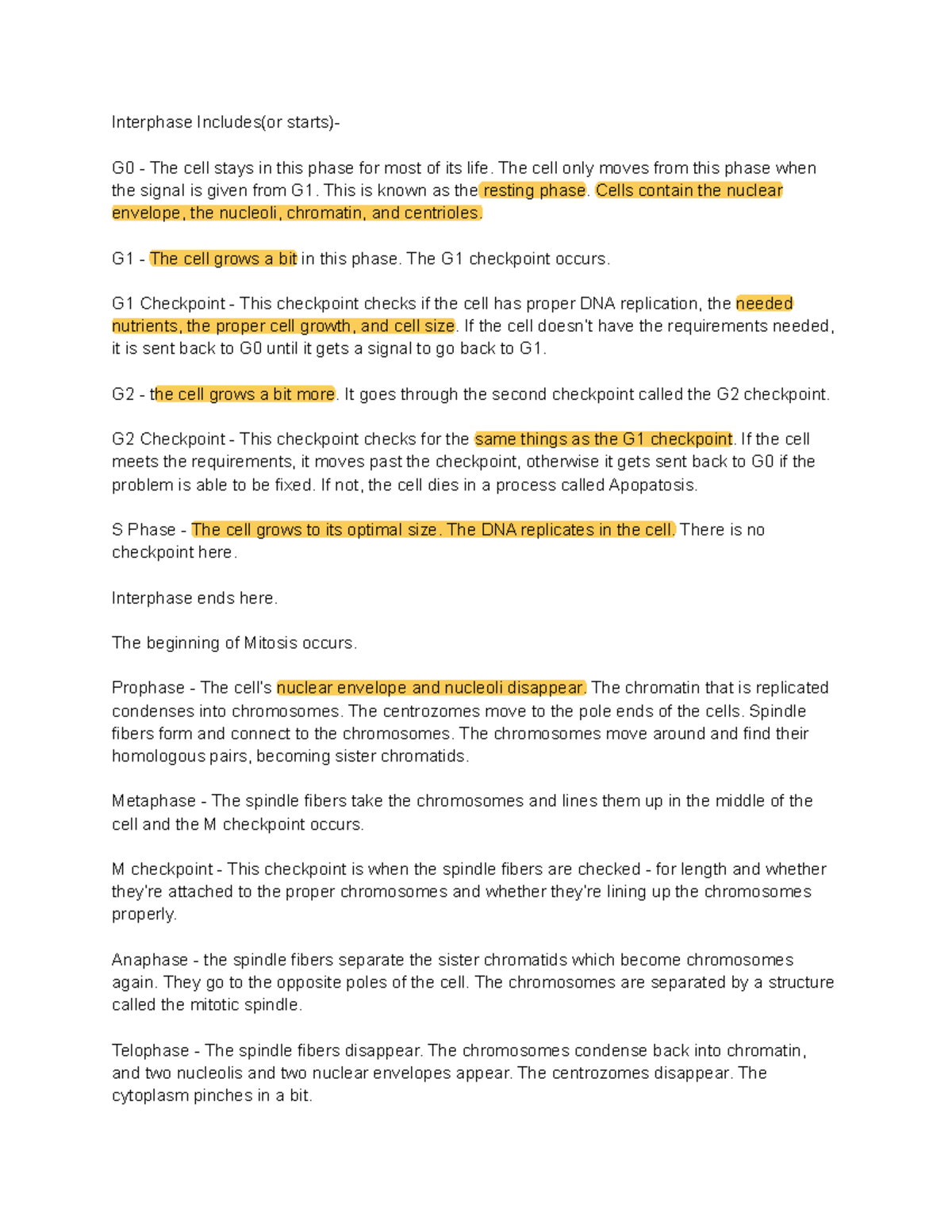 Science Script - ilugv - Interphase Includes(or starts)- G0 - The cell ...