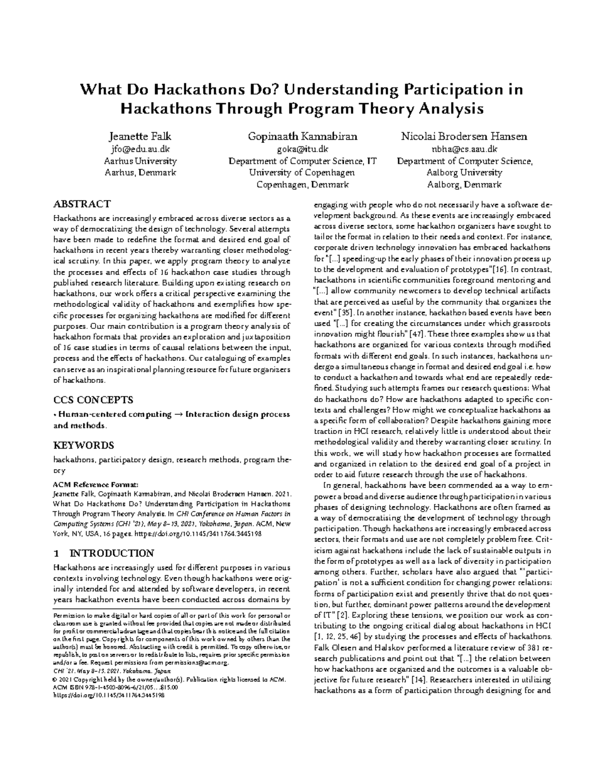 What Do Hackathons Do Understanding Participation in Hackathons Through Program Theory Analysis ...