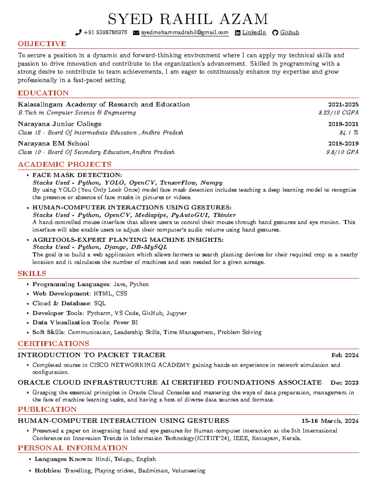 Syed Rahil Resume - No description - SYED RAHIL AZAM +91 9398786976 ...