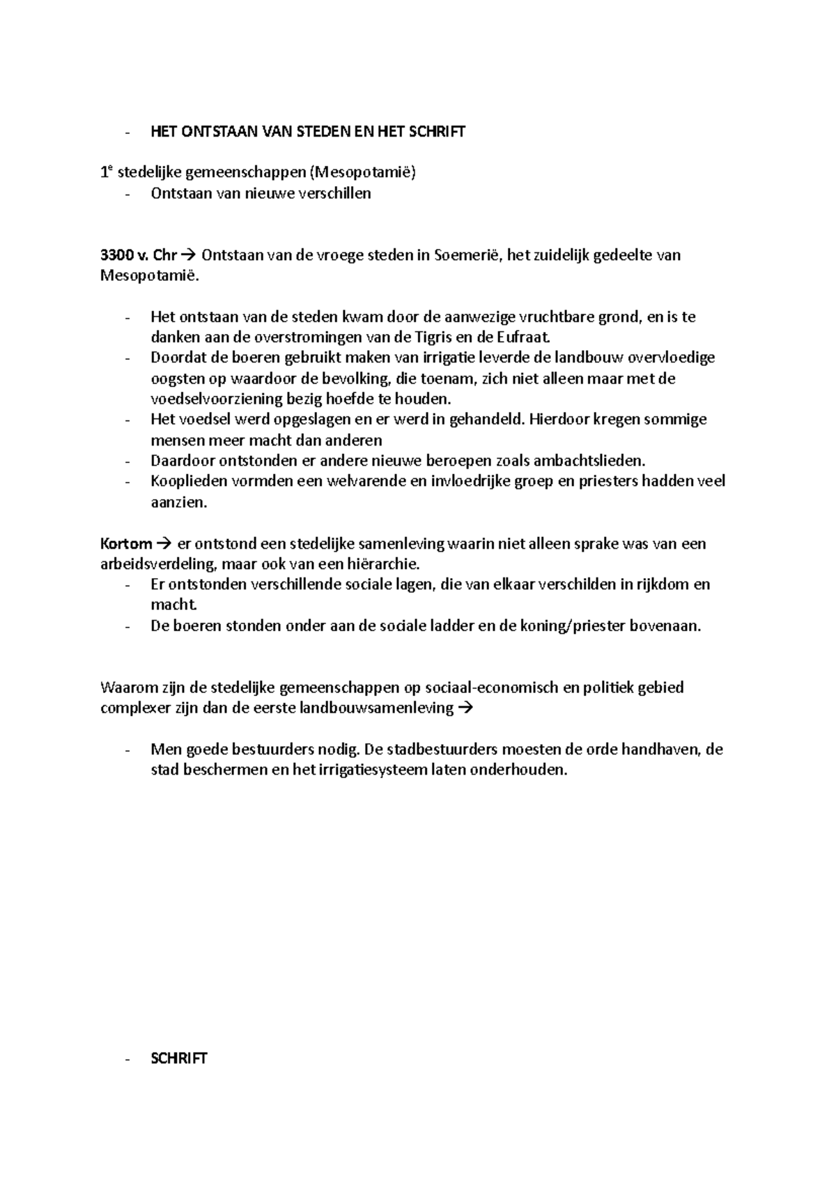 HET Ontstaan VAN Steden EN HET Schrift - HET ONTSTAAN VAN STEDEN EN HET ...
