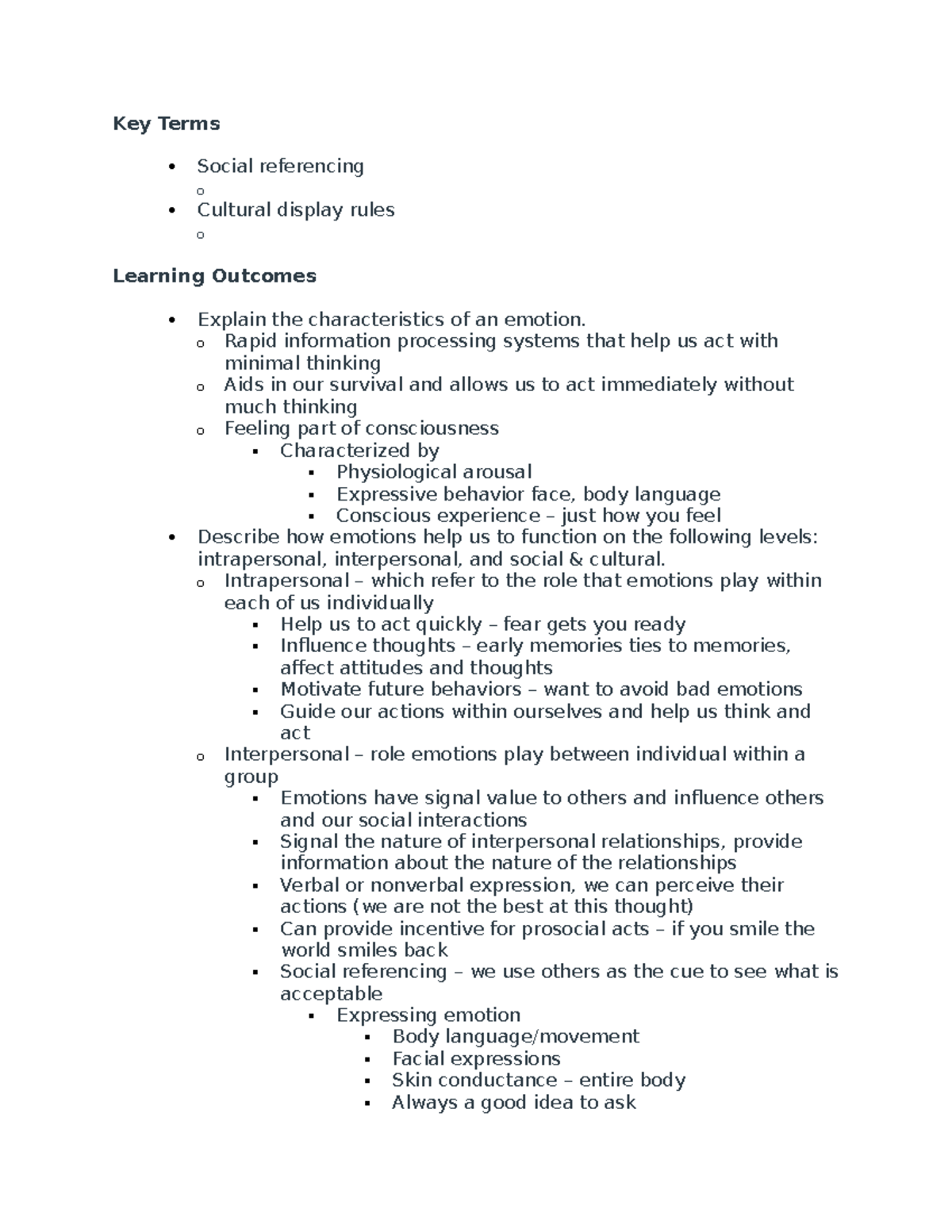 34 functions of emotions - Key Terms Social referencing o Cultural ...