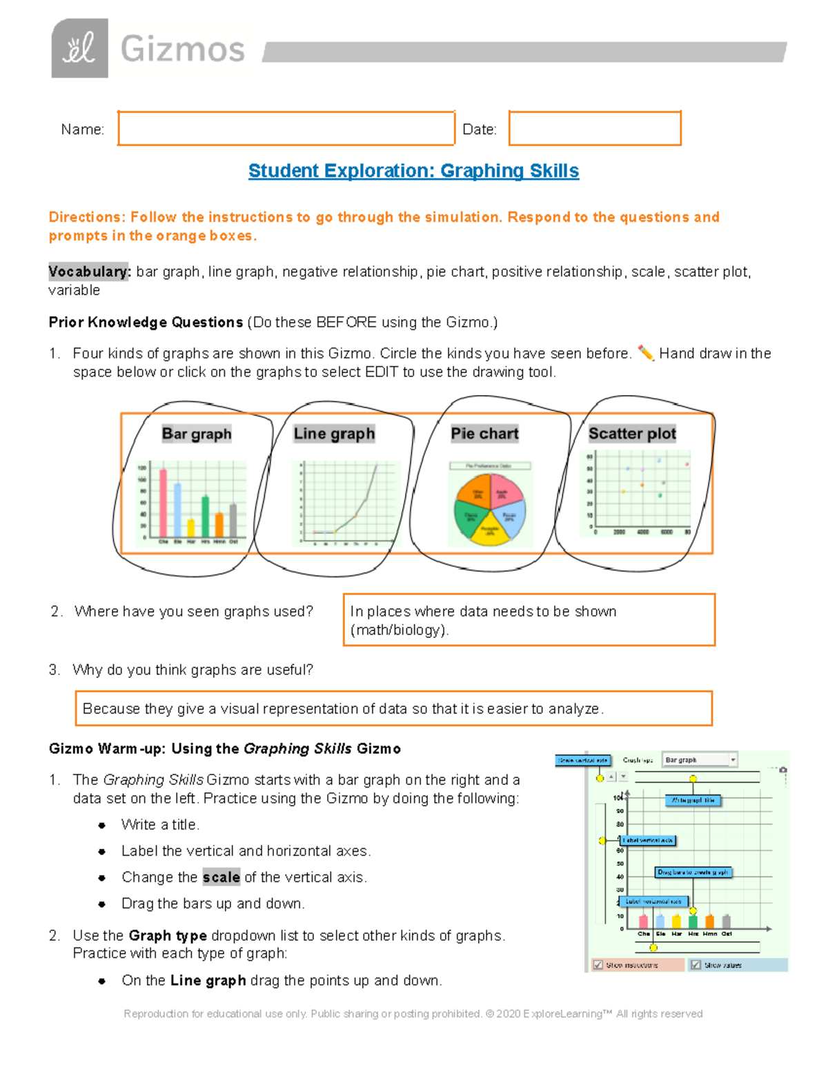 Copy of Graphing Skills SE-2 - Name: Date: Student Exploration ...