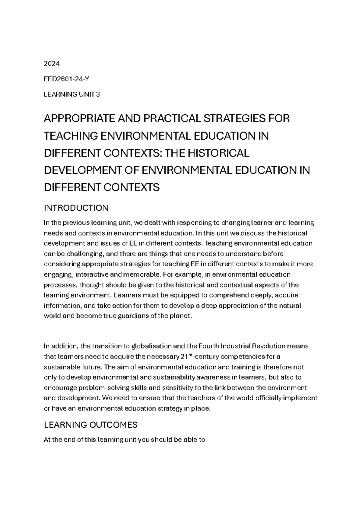 Learning Unit 3 EED - 2024 EED2601- 24 - Y LEARNING UNIT 3 APPROPRIATE ...