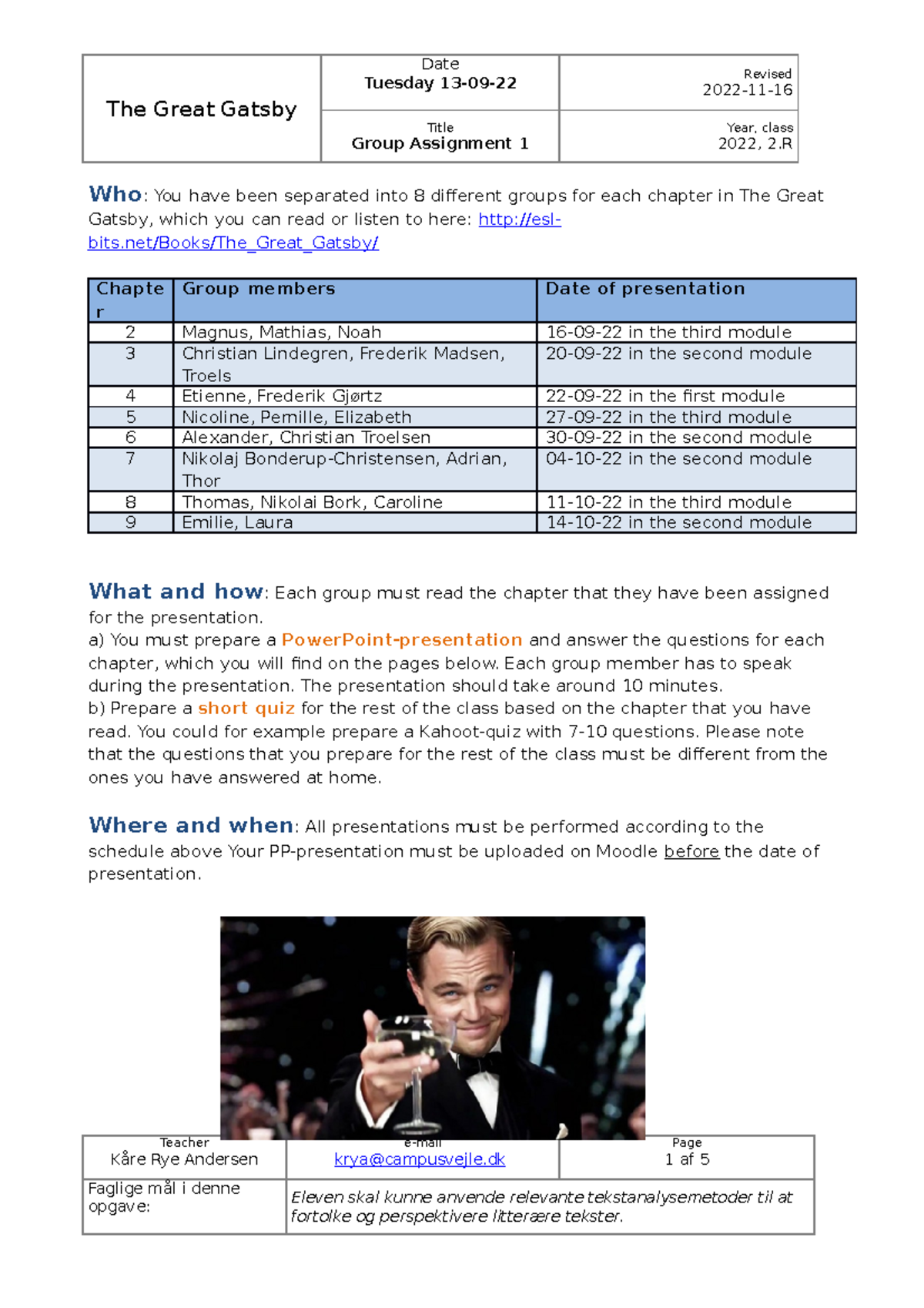 Group Assignment - The Great Gatsby - The Great Gatsby Tuesday 13-09 ...