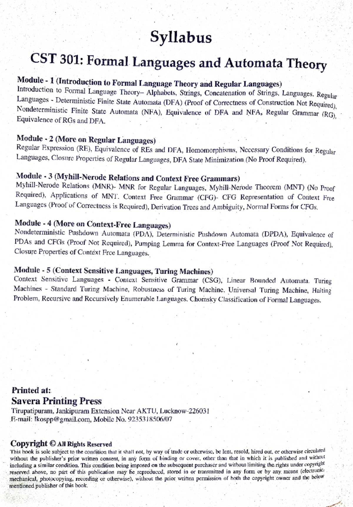 CST 301 FLA Question Bank Module 1 - Formal Languages and Automata ...