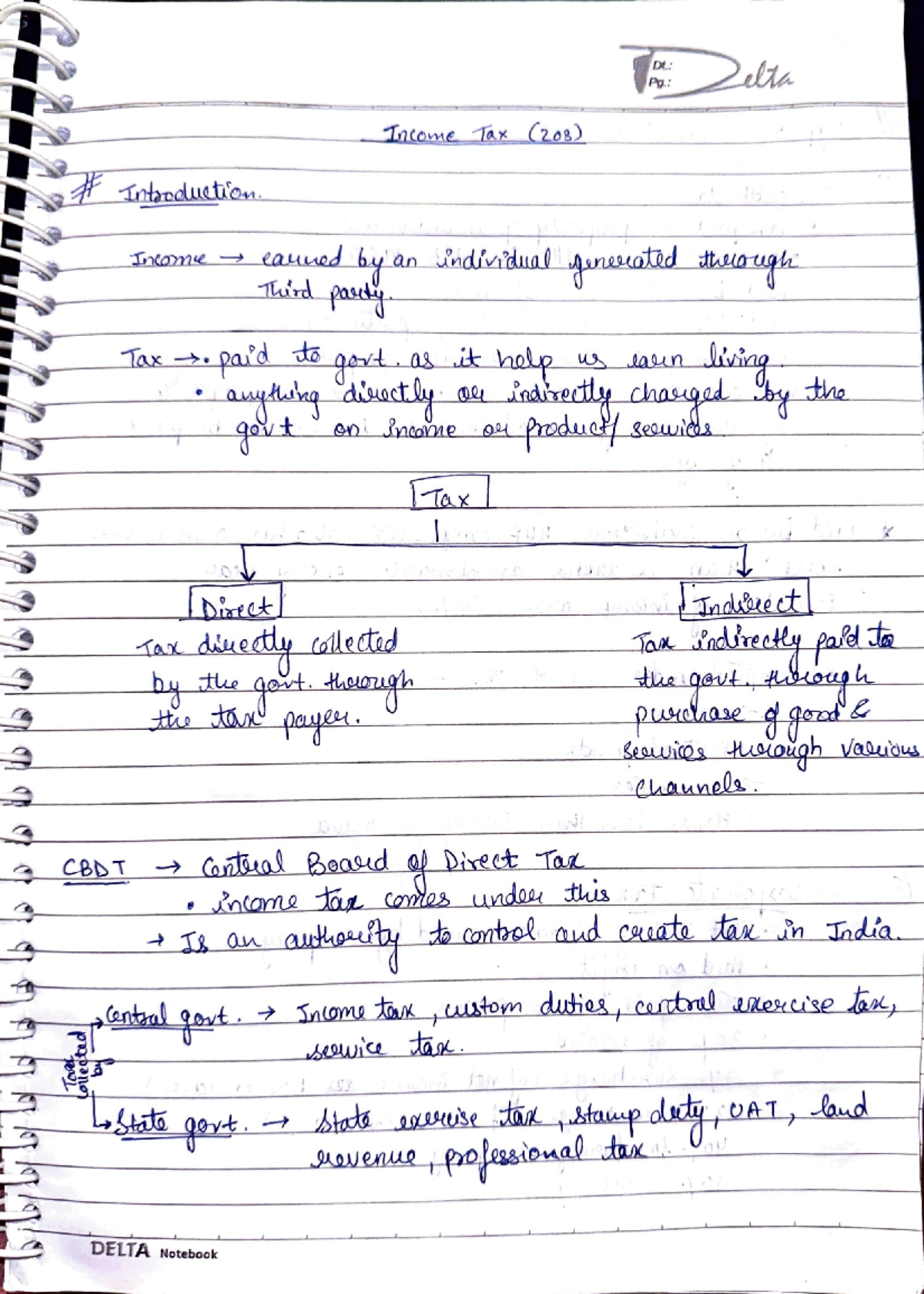 Income tax unit 1 - Notes on business analytics - Delta DL: Pg.: Income ...