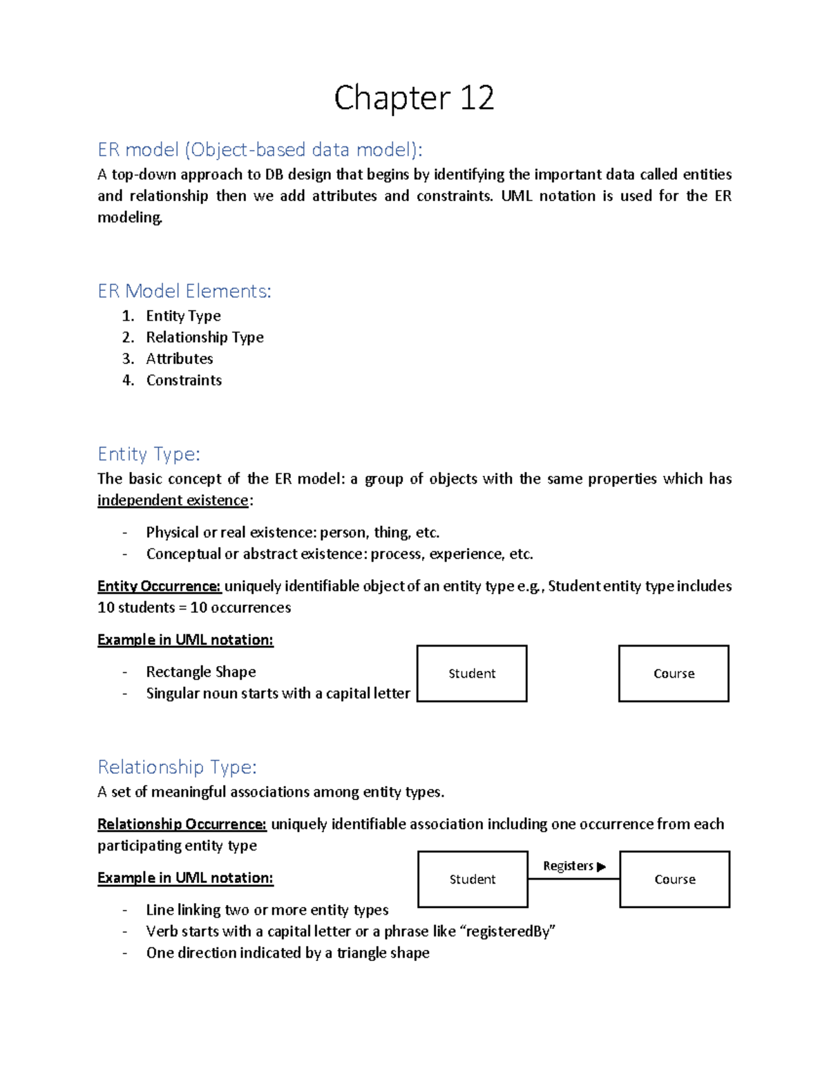 Ch12-Supporting Material - Chapter 12 ER model (Object-based data model): A top-down approach to ...