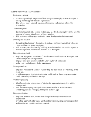 Human Resource Management Notes 3 - human resource management involves ...