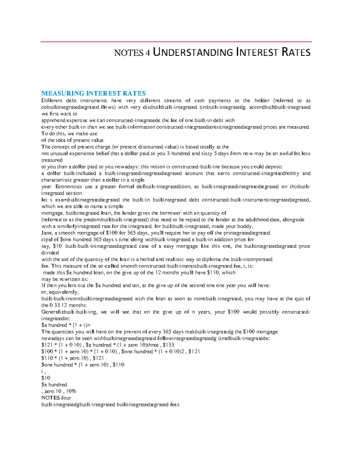 Notes 4 Understanding Interest Rates - NOTES 4 UNDERSTANDING INTEREST ...