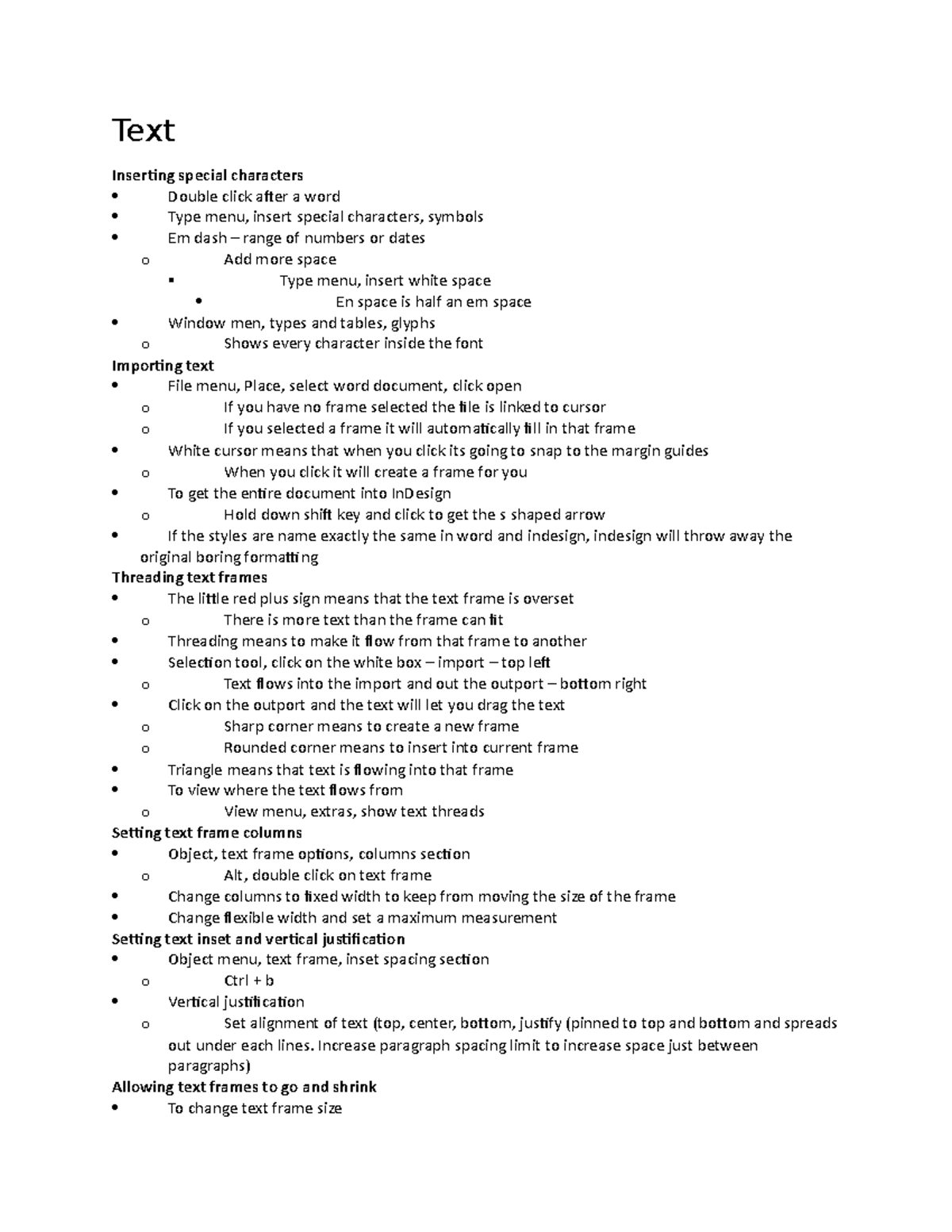 Text - InDesign - Ryan Moeller - Text Inserting special characters Double click after a word ...