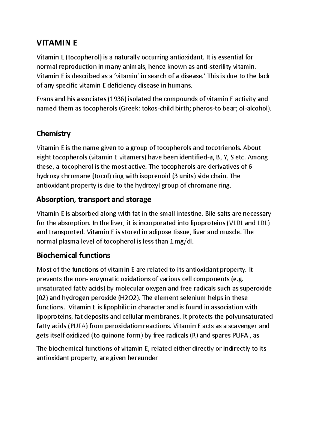 Vitamin E - VITAMIN E Vitamin E (tocopherol) is a naturally occurring ...