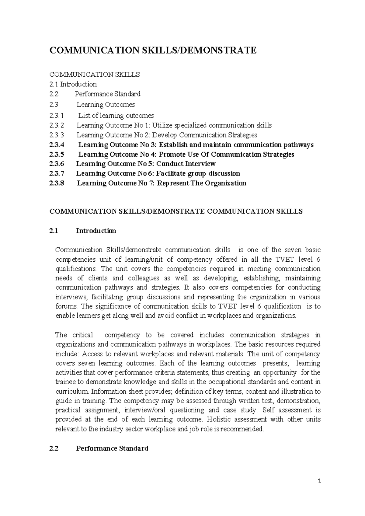 Learning Guide COMM Skills edited without questions - COMMUNICATION ...