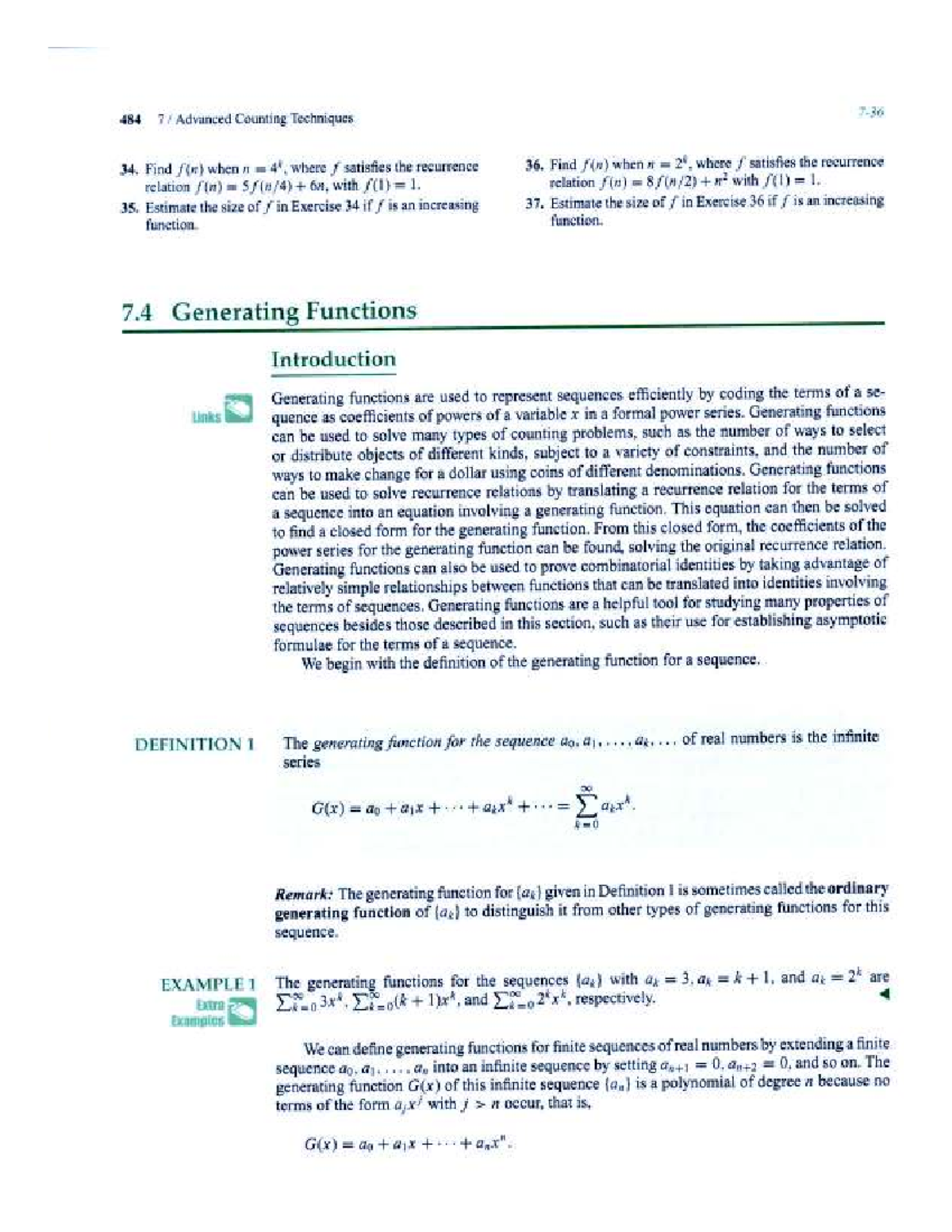 Generating functions - Very good - DiscreteMathematics - Studocu