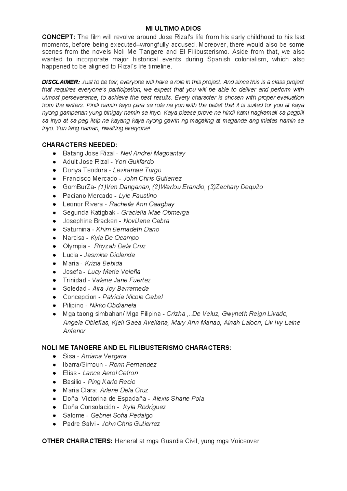 Mi Ultimo Adios - efcggggj - MI ULTIMO ADIOS CONCEPT: The film will ...