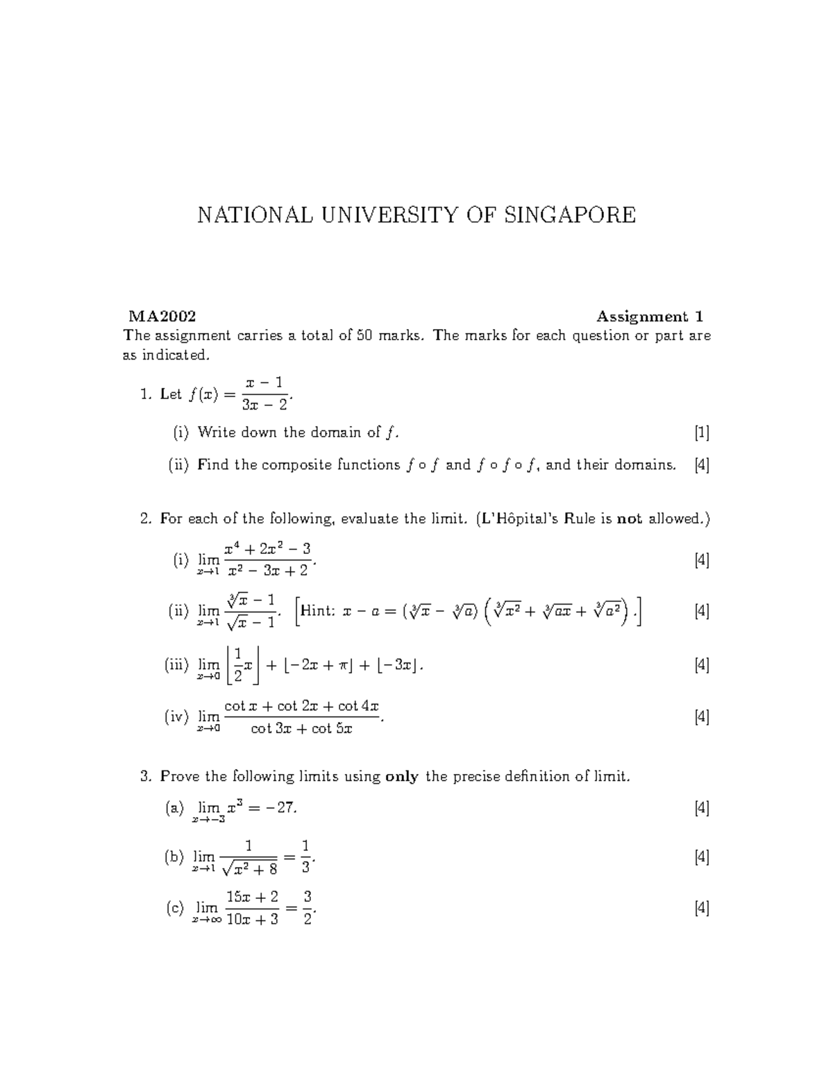 MA2002 Assignment 1 For AY21/22 - NATIONAL UNIVERSITY OF SINGAPORE MA2002 Assignment 1 The - Studocu
