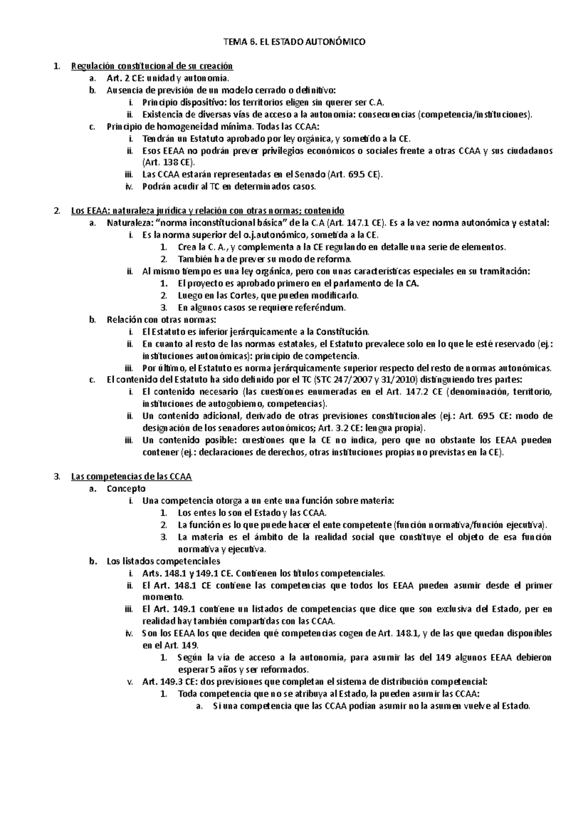 TEMA 6. EL Estado Autonómico - TEMA 6. EL ESTADO AUTONÓMICO Regulación ...