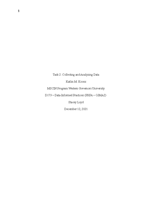 Task 2 Performance Assessment: Collecting and Analyzing Data - Collecting and Analyzing Data ...