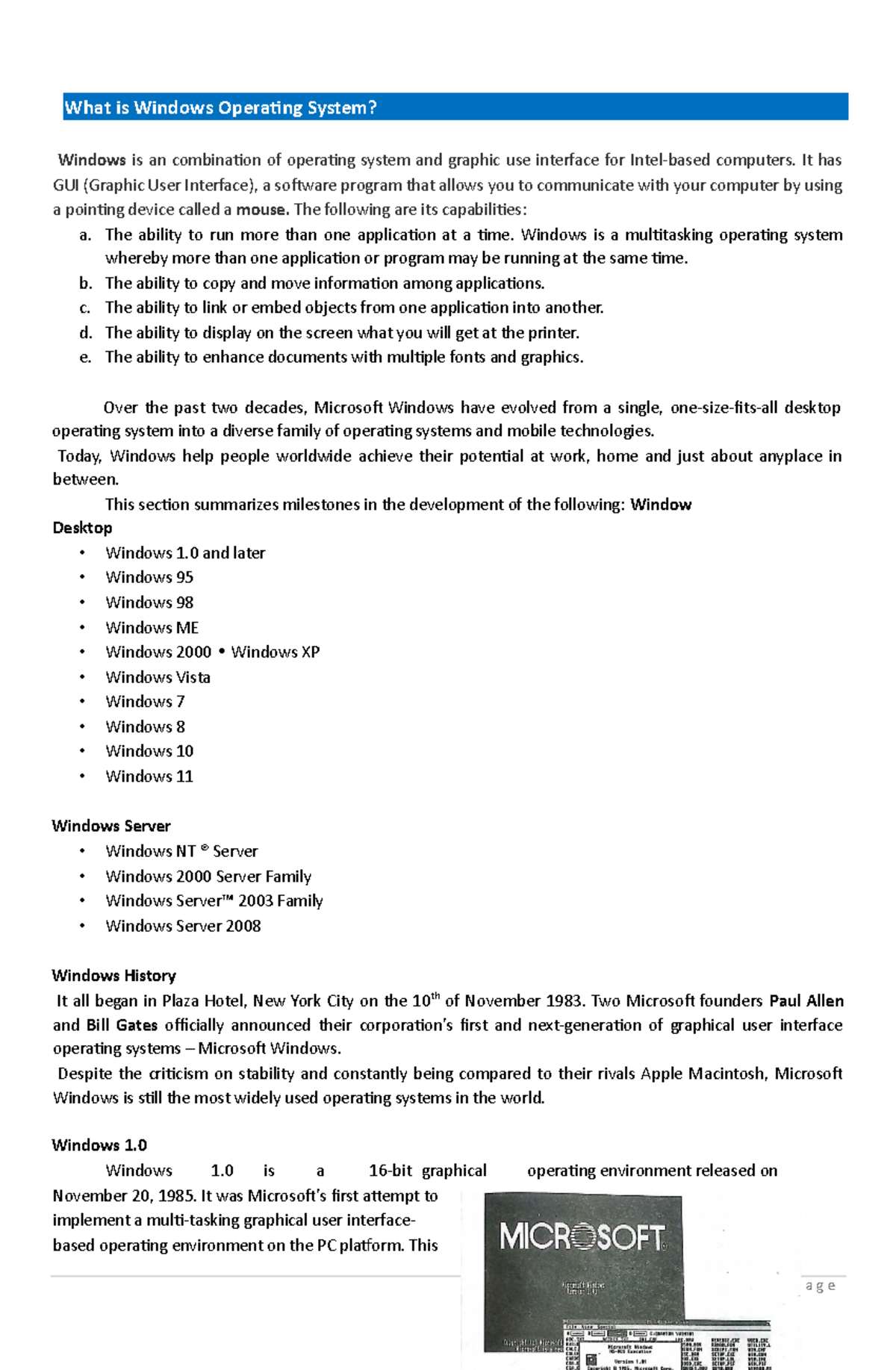 Lesson 04 - UTS activity subject. - What is Windows Operating System ...