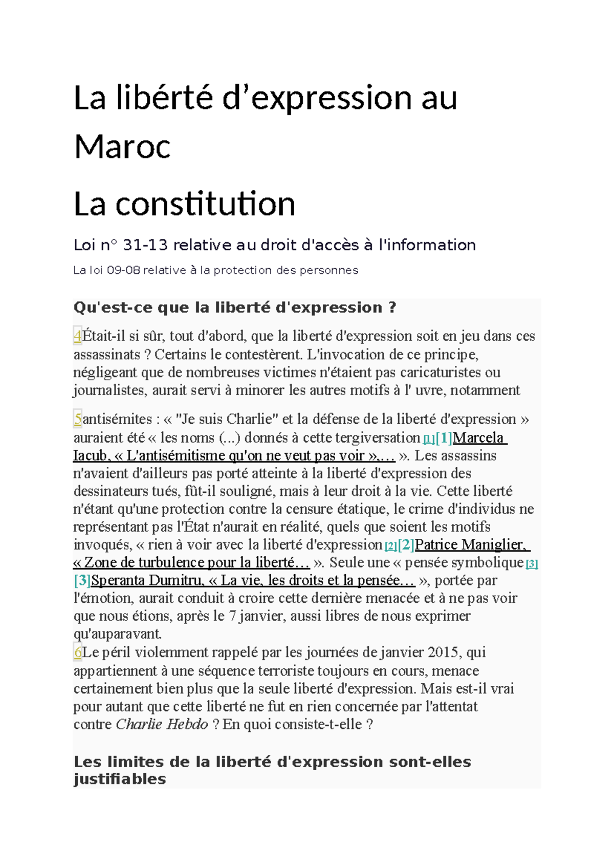La libérté d - La libérté d’expression au Maroc La constitution Loi n° 31-13 relative au droit ...