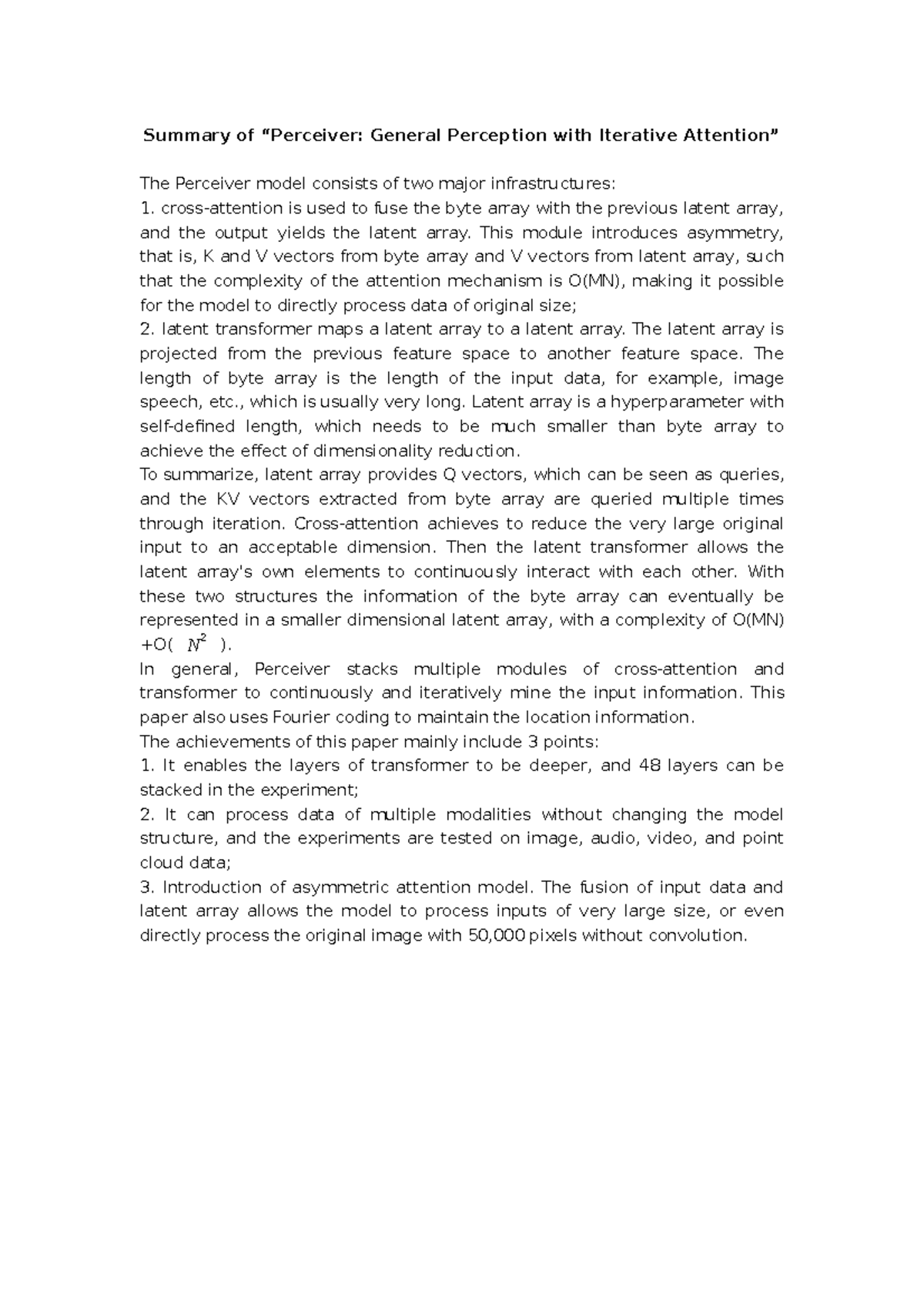 Summary of “Perceiver: General Perception with Iterative Attention” - This module introduces ...