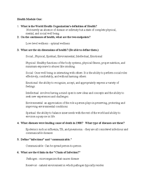 Health 1000 15 Module Assignments - 15 Module Assignments MODULE 1 ...