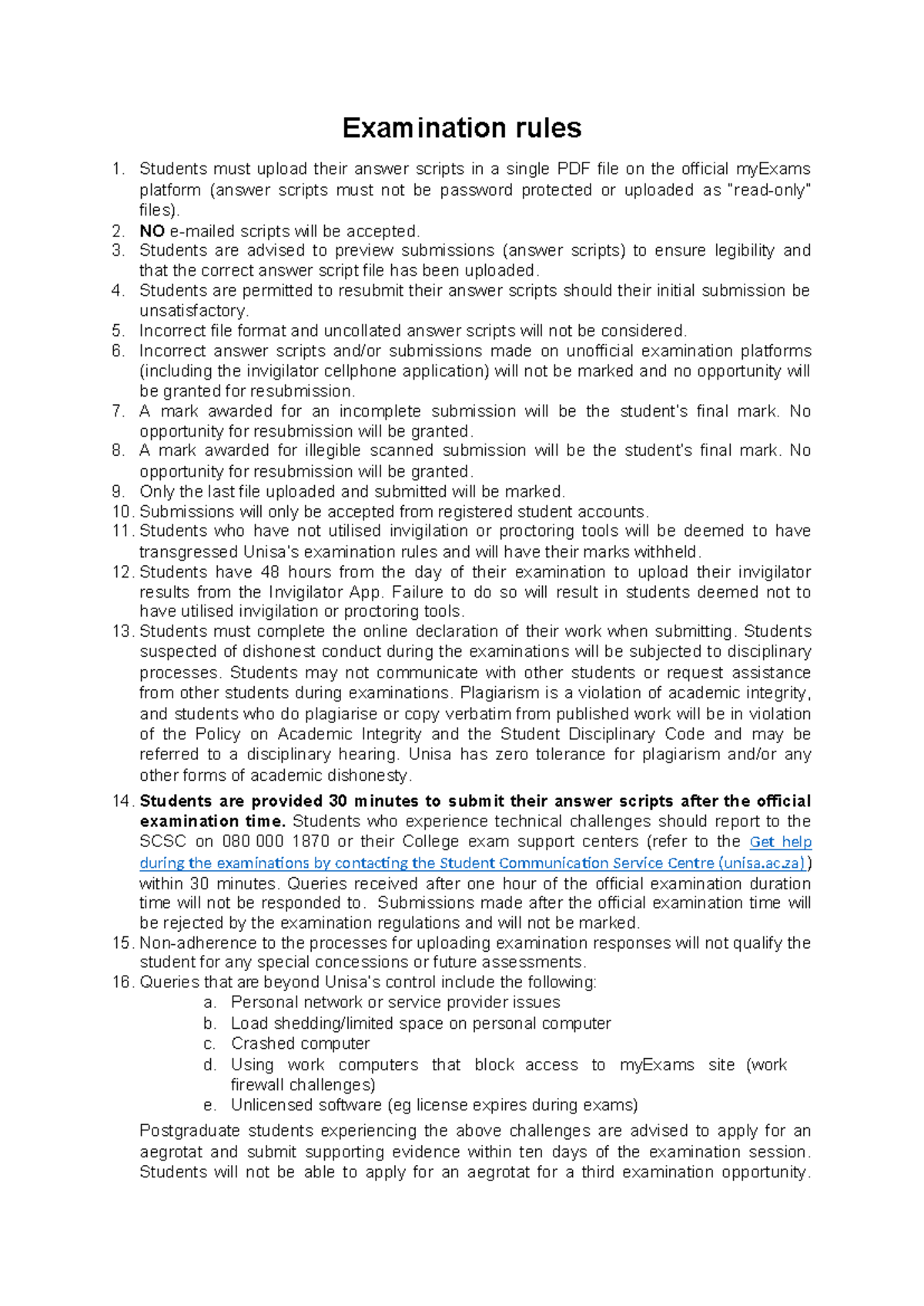 Examination Rules - Examination rules Students must upload their answer ...