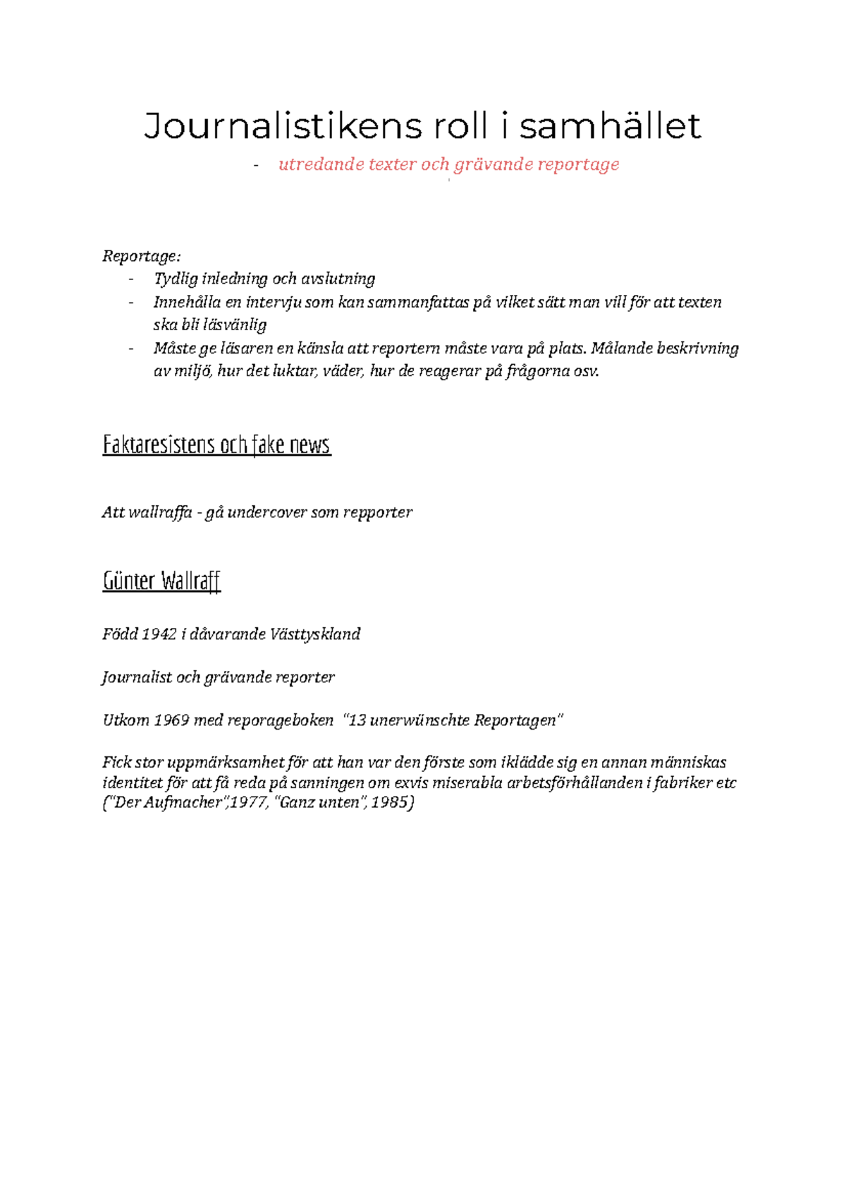 Journalistikens roll i samhället - Journalistikens roll i samhället ...