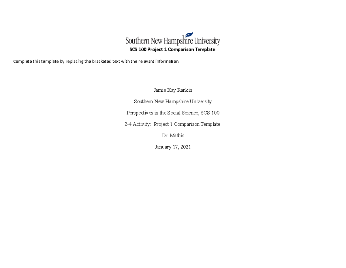 2-4 Activity SCS 100 Project 1 Comparison Template - SCS 100 Project 1 ...