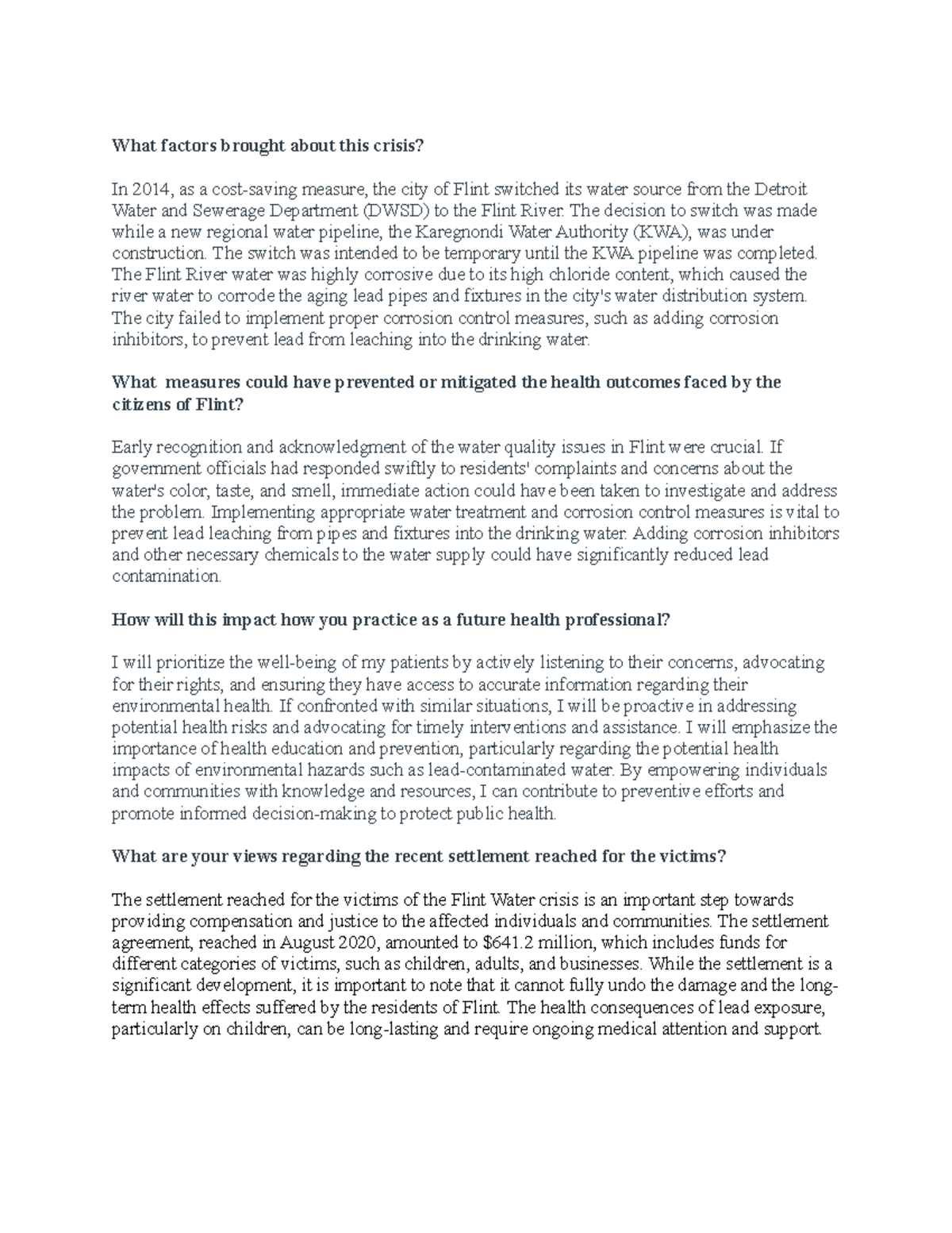 Flint Water Crisis - What factors brought about this crisis? In 2014 ...
