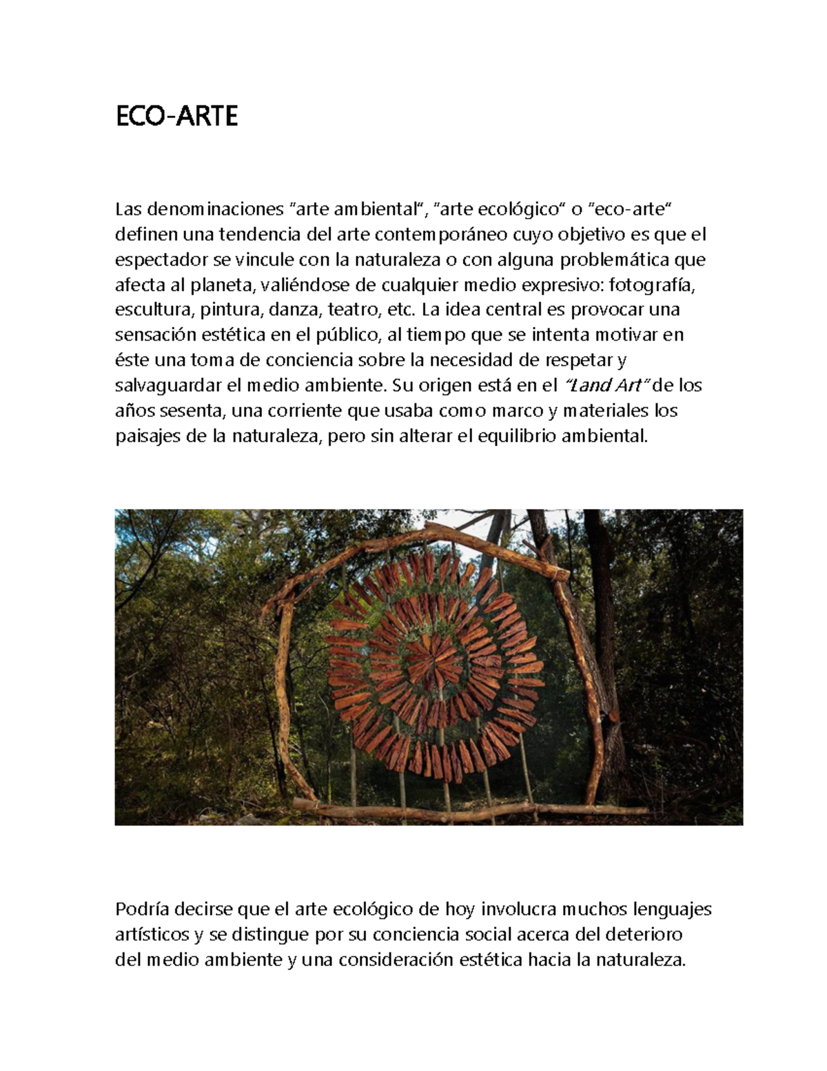Lectura 005 - arte - ECO-ARTE Las denominaciones “arte ambiental ...