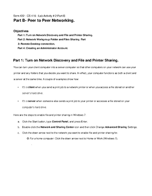 Week 11 Lab Activity Configurtion of DHCP Cisco Packet Tracer - Lab 1.2 Configuring DHCP ...