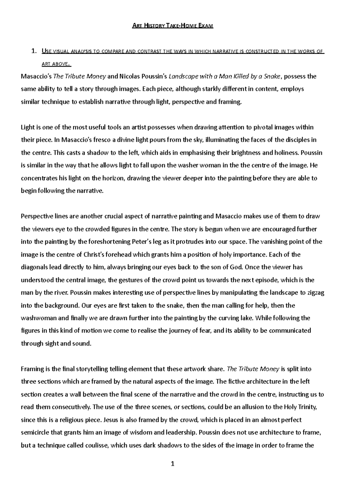 Seminar assignments - Visual analysis of 3 pieces of art. 1000 words ...